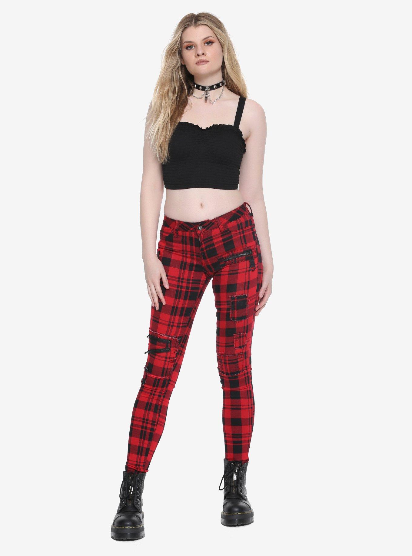 Blackheart Red & Black Plaid Super Skinny Pants | Hot Topic