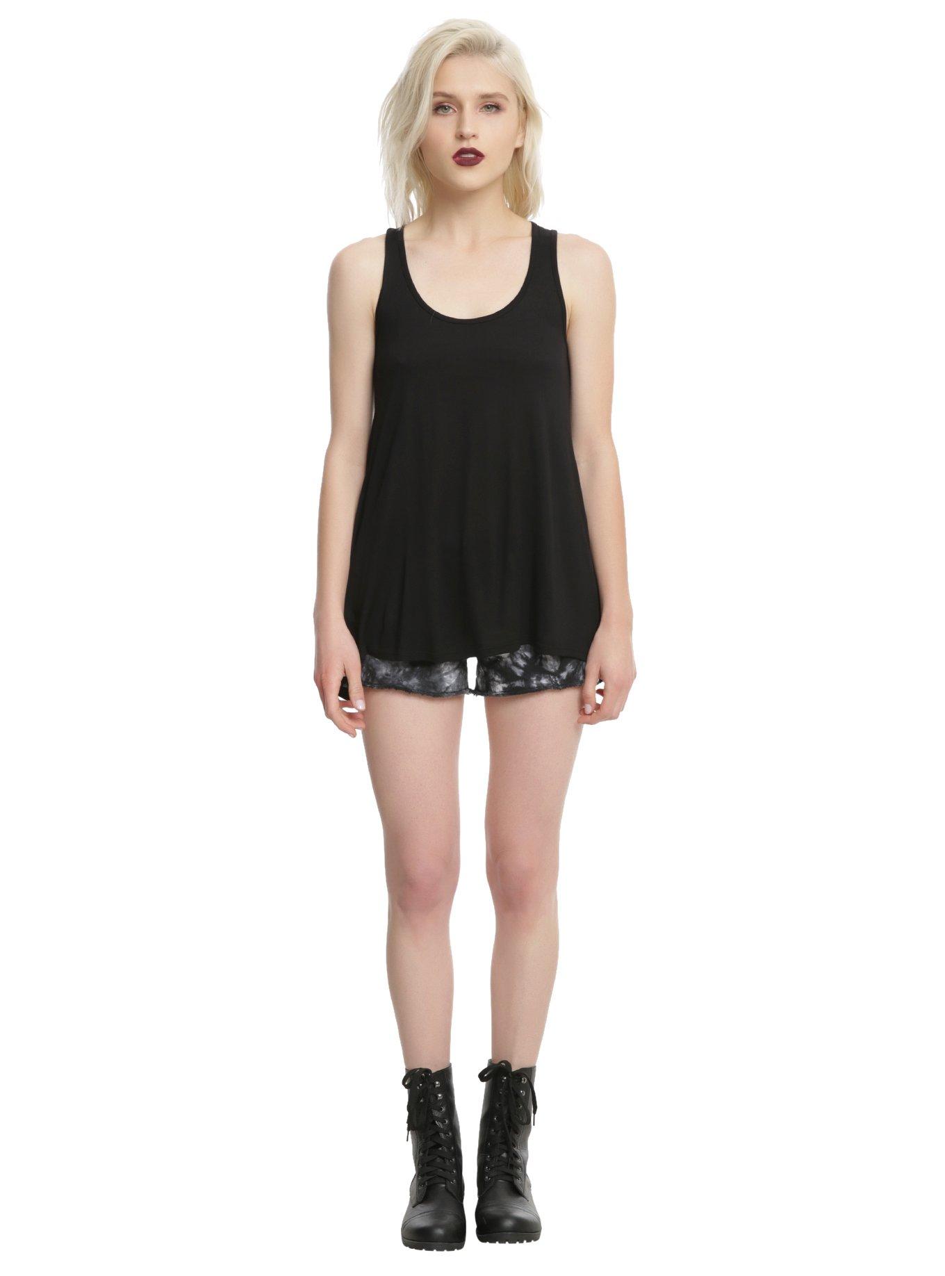 Black & White Skull Crochet Split Back Girls Tank Top | Hot Topic