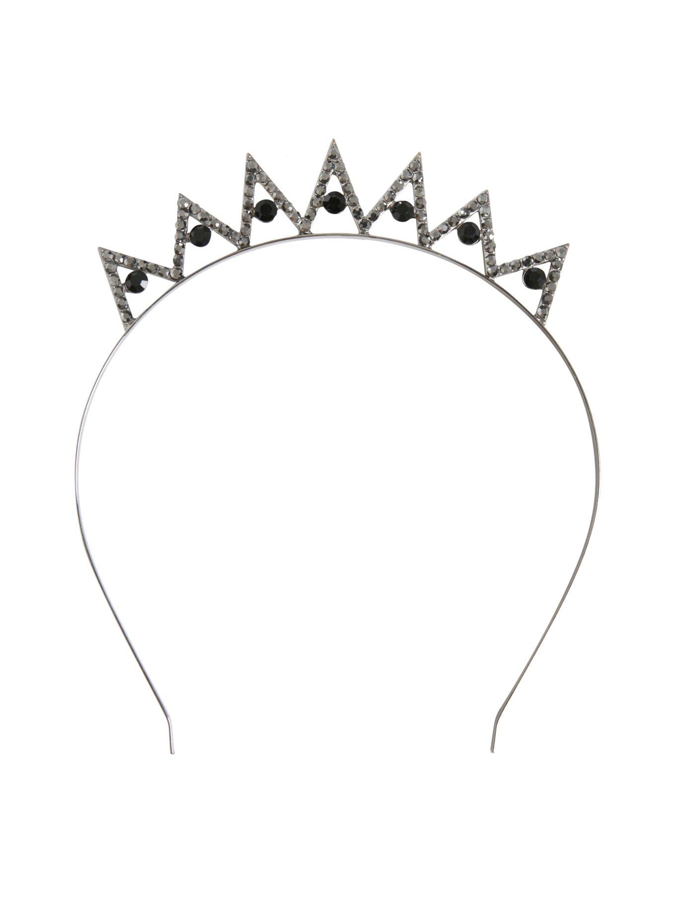 Hematite & Black Stone Pointed Tiara Headband | Hot Topic