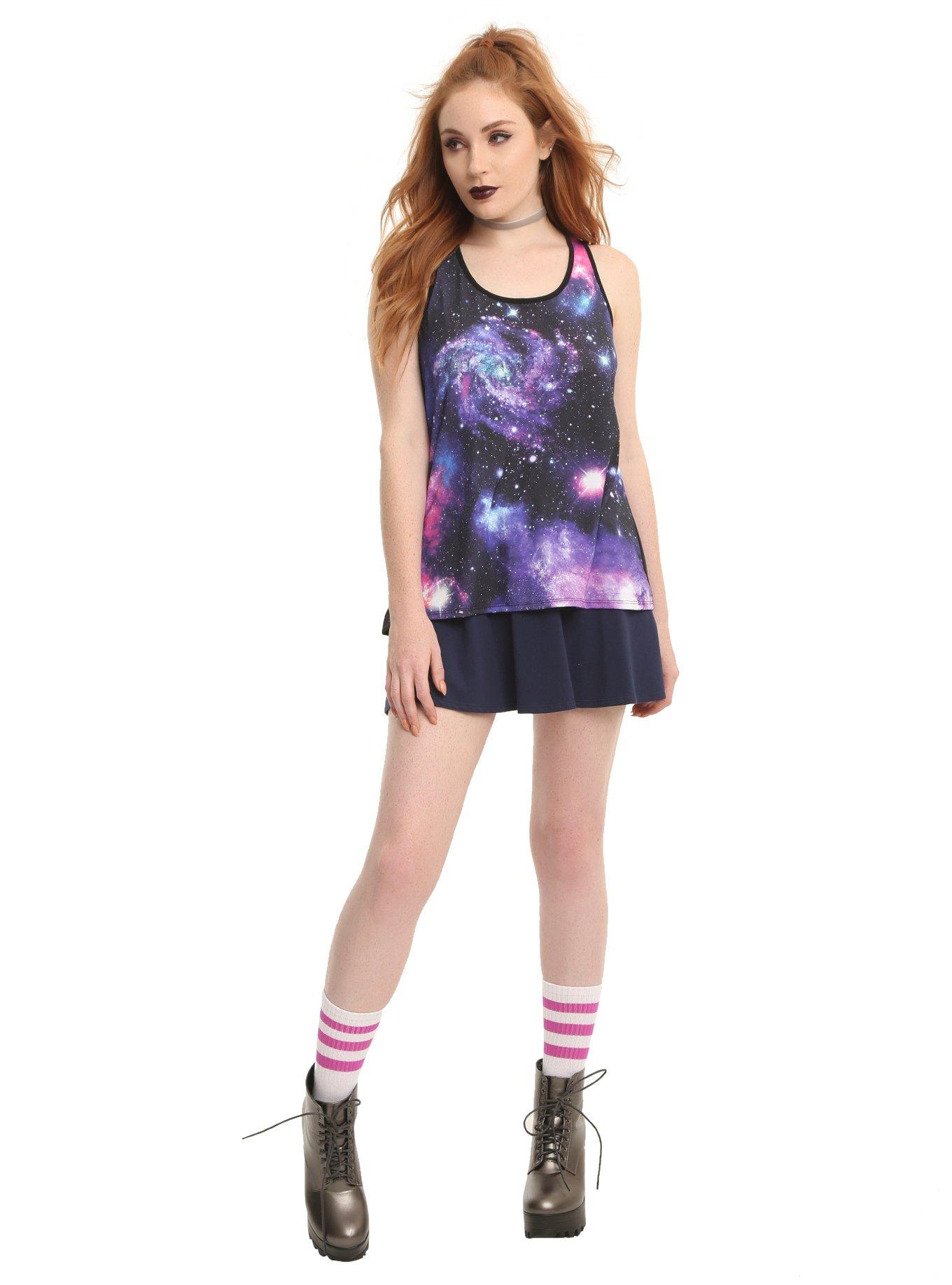 Galaxy Split Back Girls Tank Top | Hot Topic