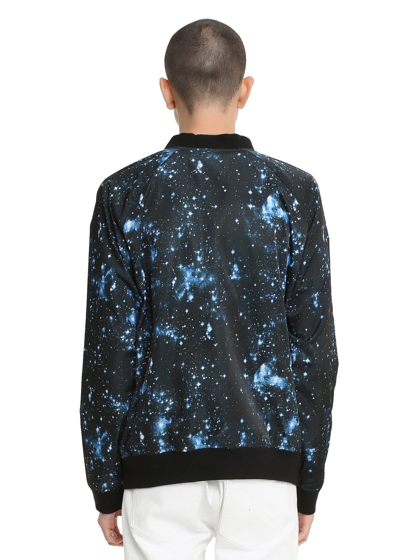 Blue Galaxy Print Bomber Jacket | Hot Topic
