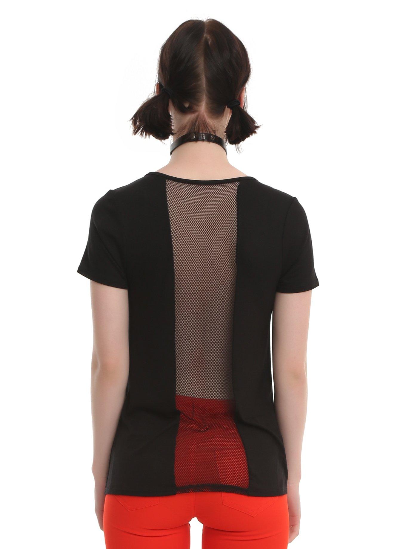 Roses Glitter Skull Fishnet Back Girls Top | Hot Topic