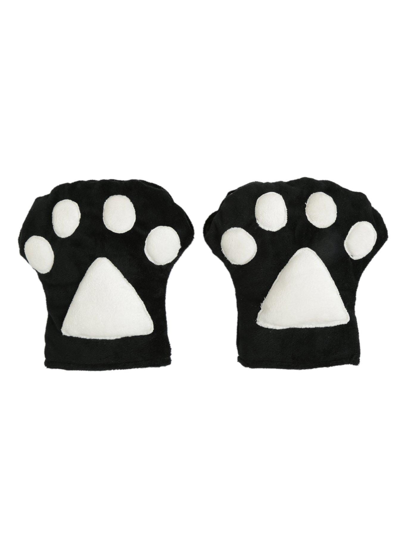 Black & White Animal Paw Fingerless Gloves | Hot Topic
