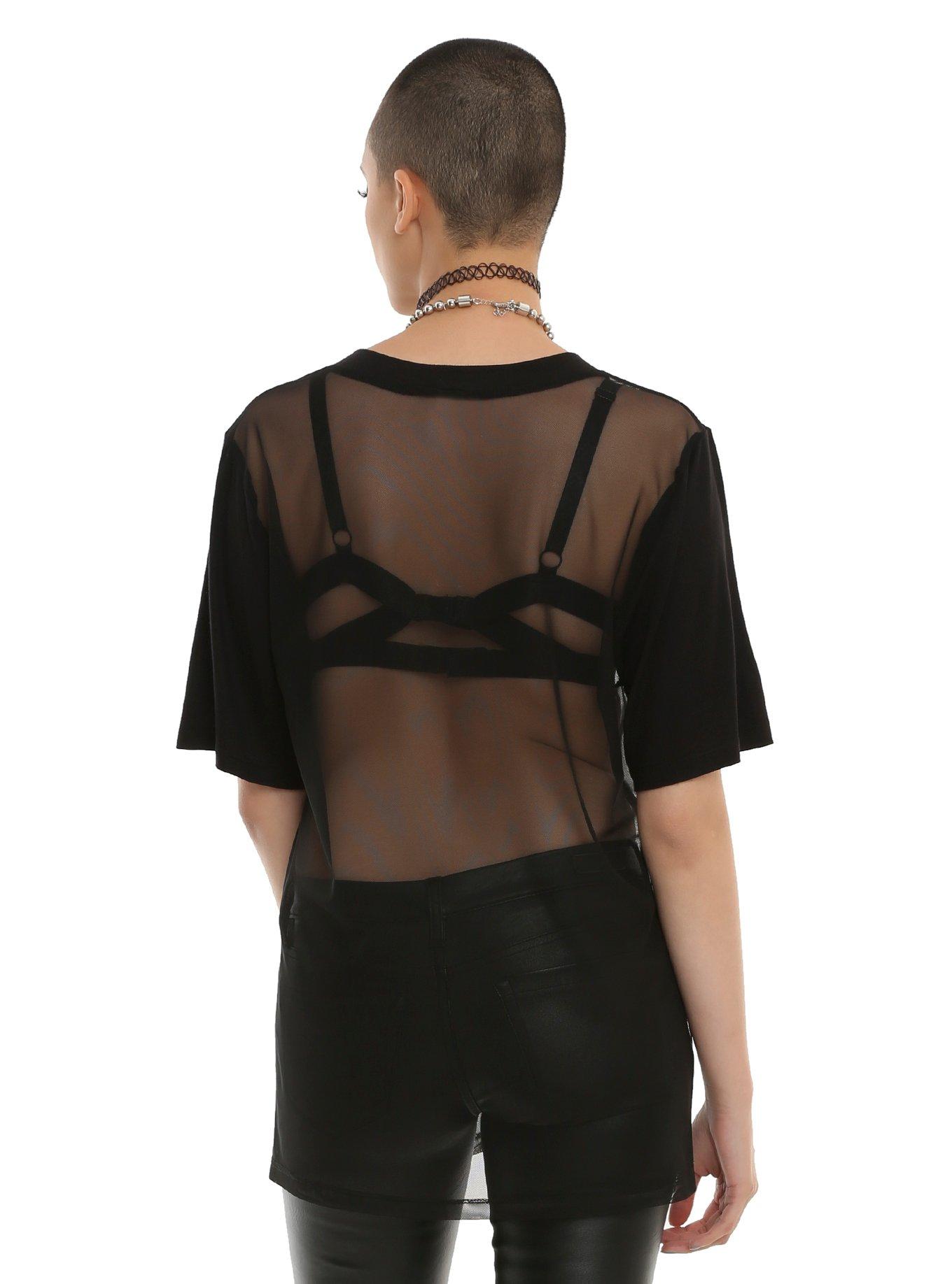 Black Oversized Mesh Girls Top | Hot Topic