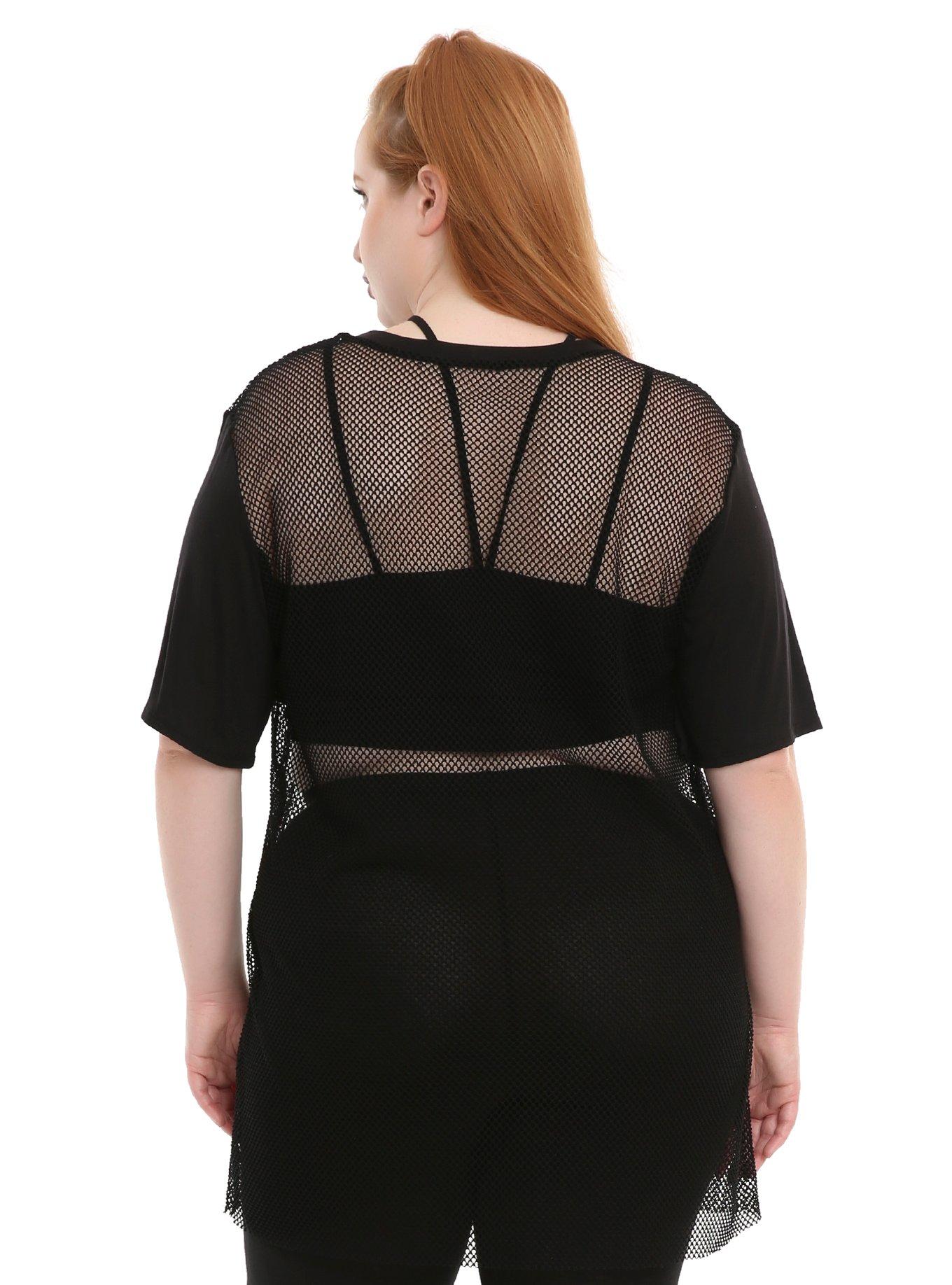 Black Oversized Fishnet Girls Top Plus Size | Hot Topic