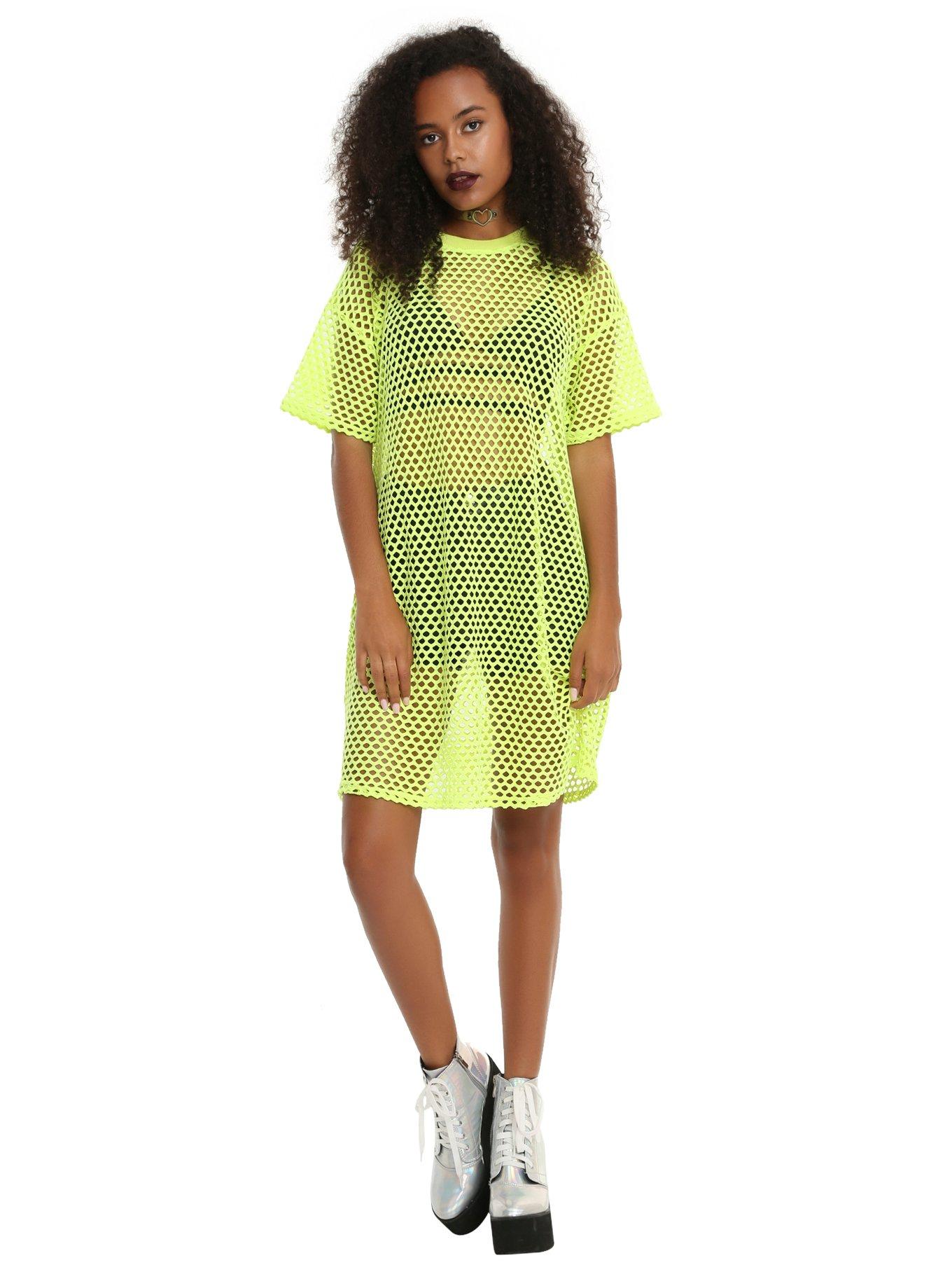 Neon Green Fishnet Dress | Hot Topic