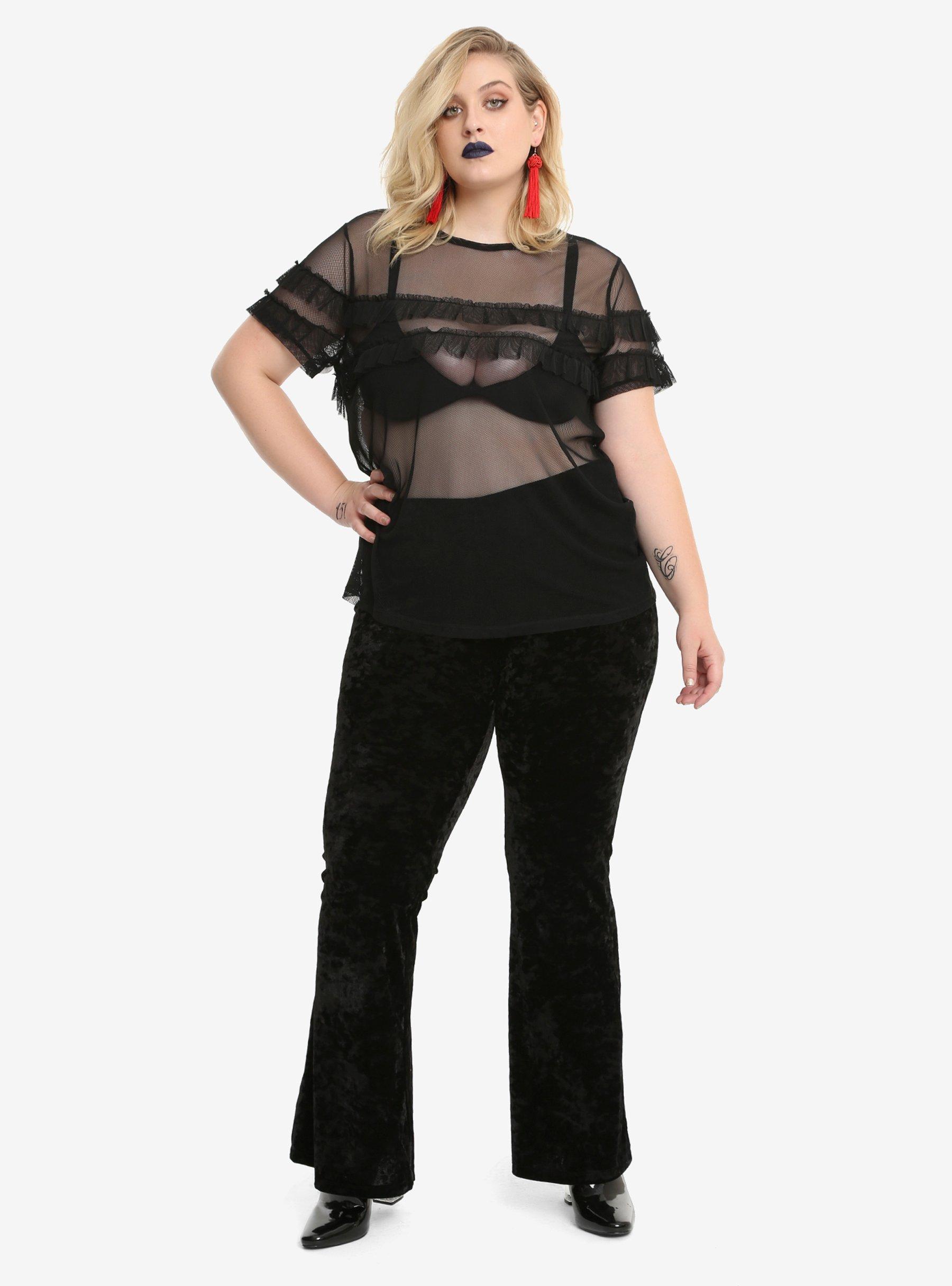Black Ruffle Mesh Girls Top Plus Size | Hot Topic