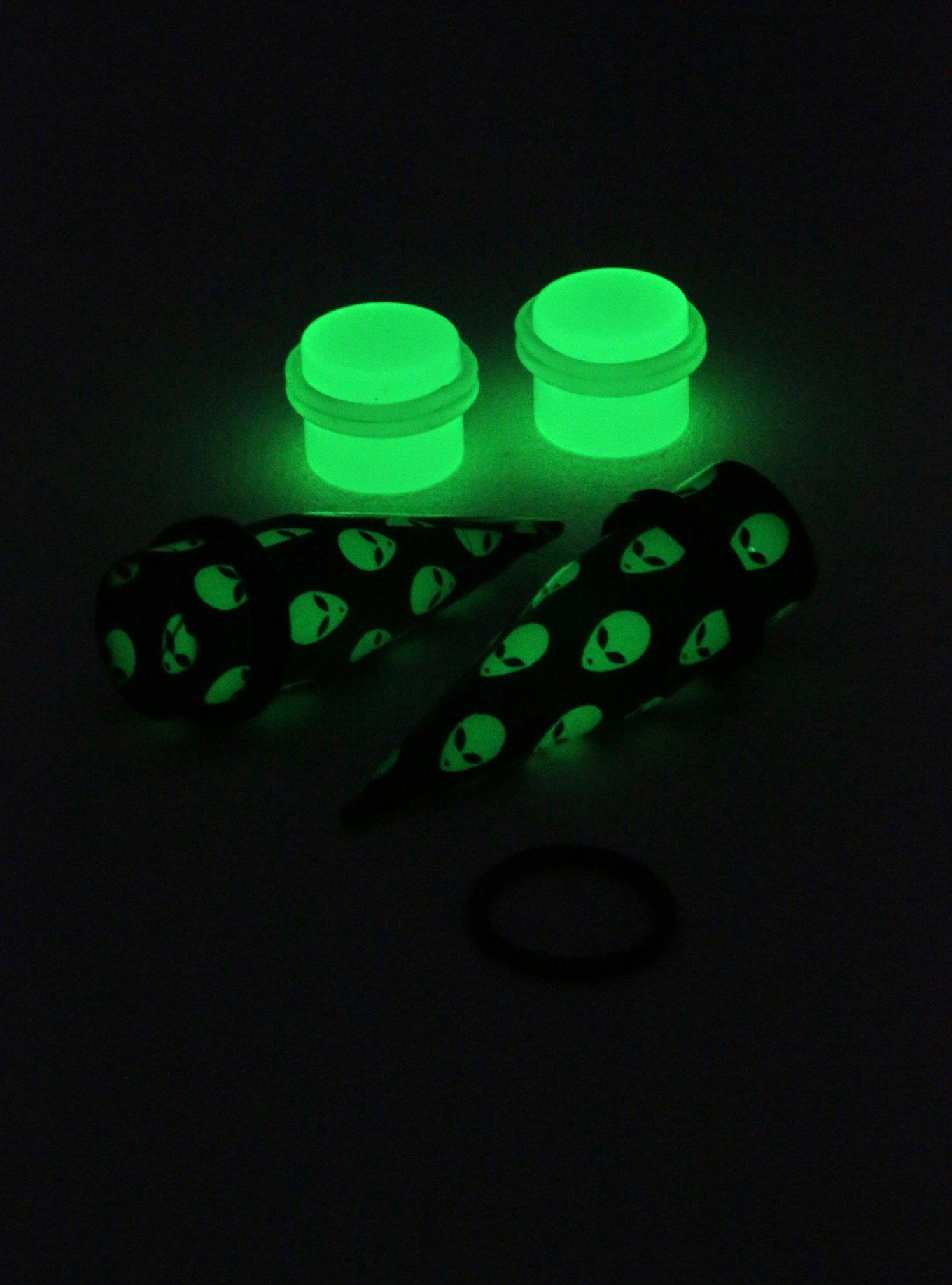 Glow-In-The-Dark Alien Head Taper & Plug 4 Pack | Hot Topic