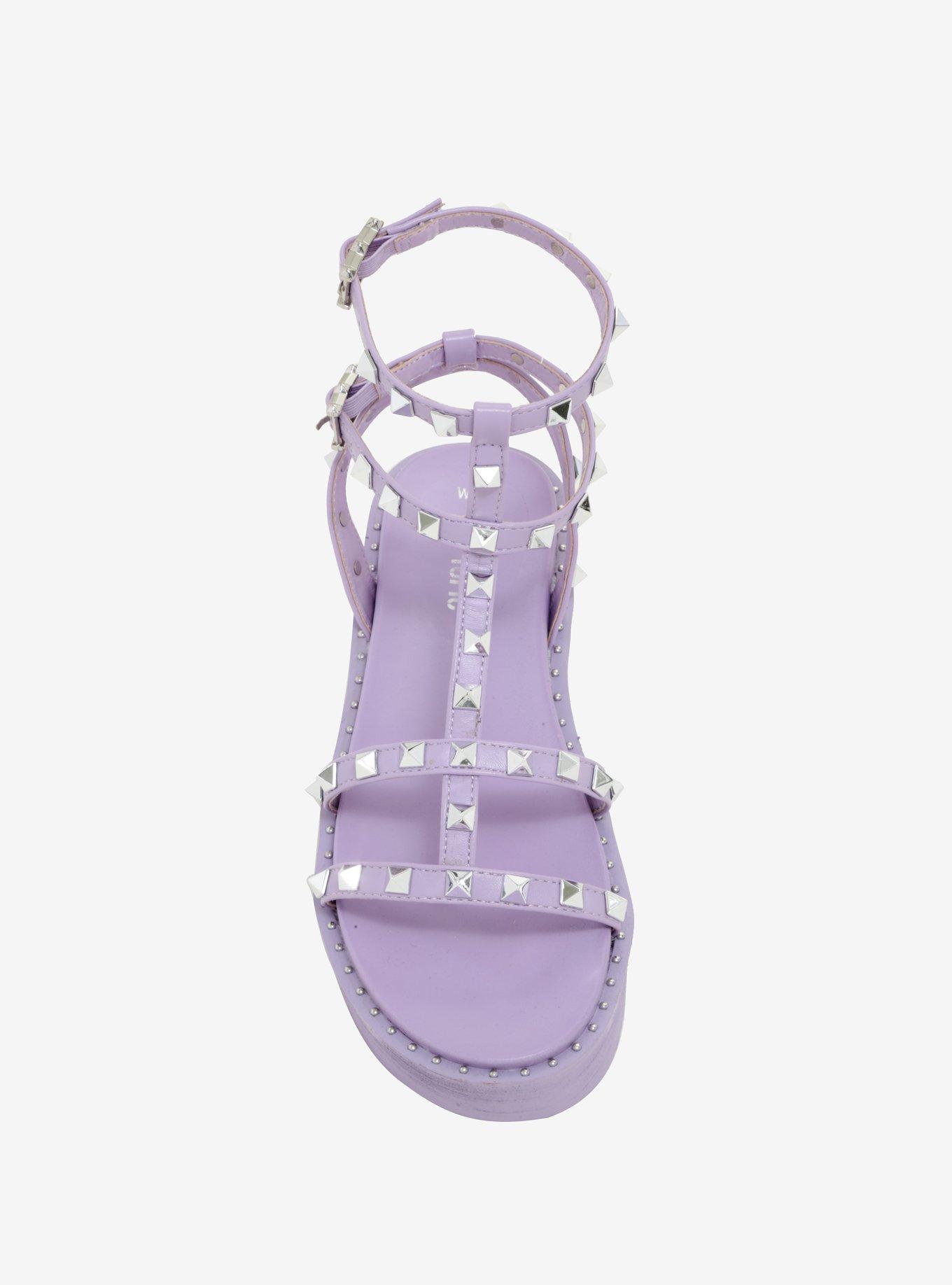 Lavender Studded Flatform Sandals | Hot Topic
