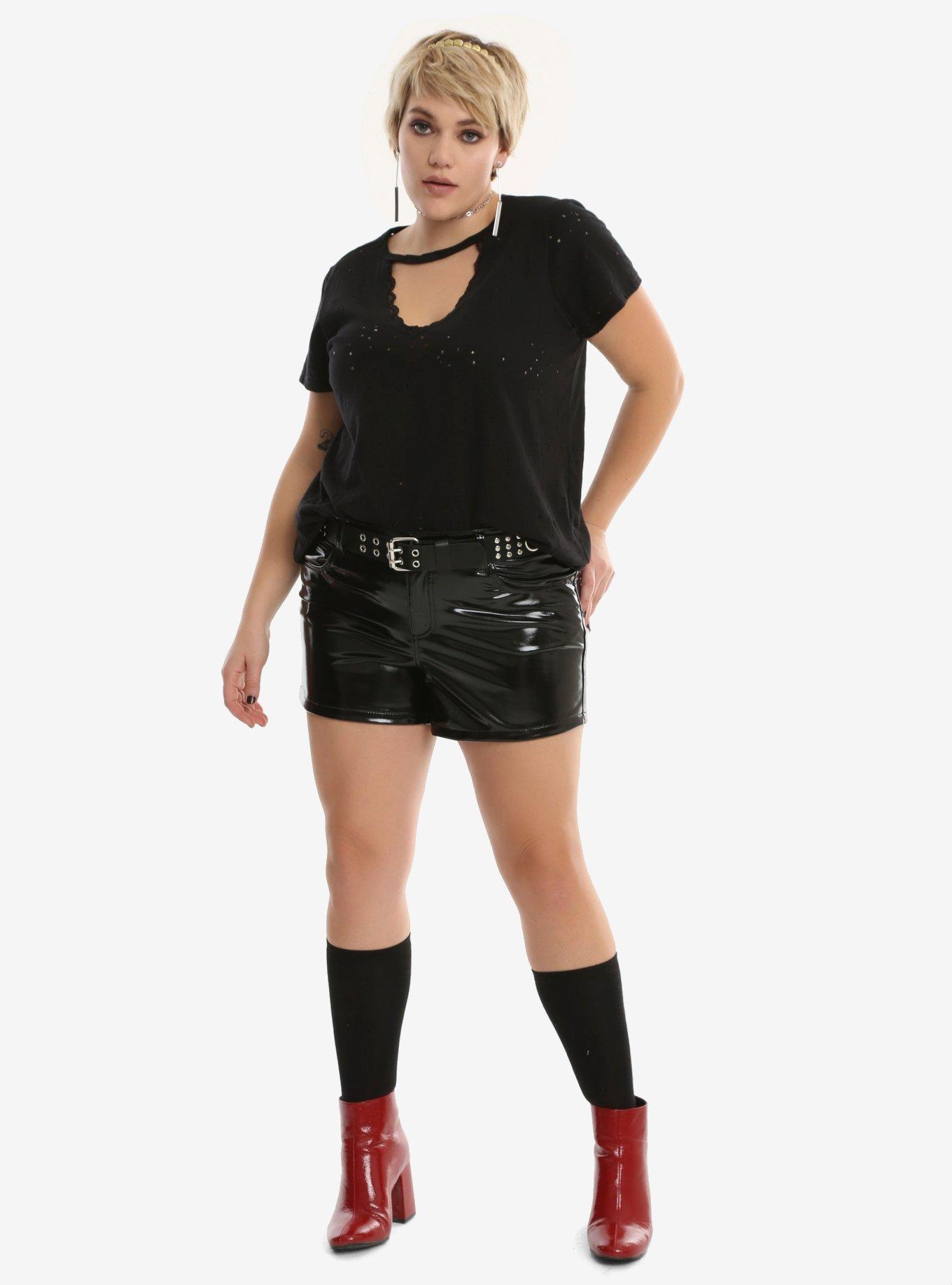 Tripp High-Waisted Vinyl Shorts Plus Size | Hot Topic