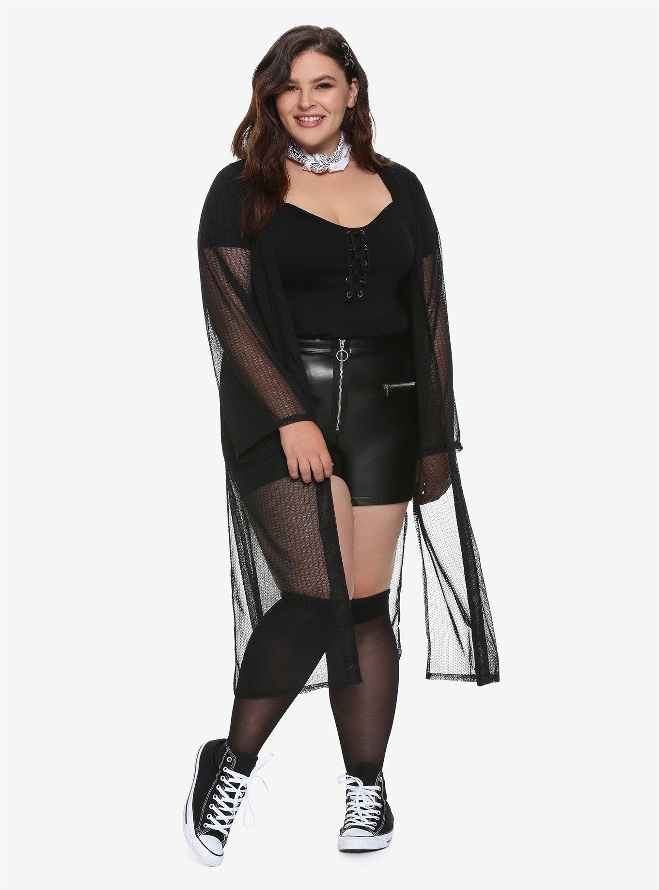 Black Mesh Duster Plus Size | Hot Topic