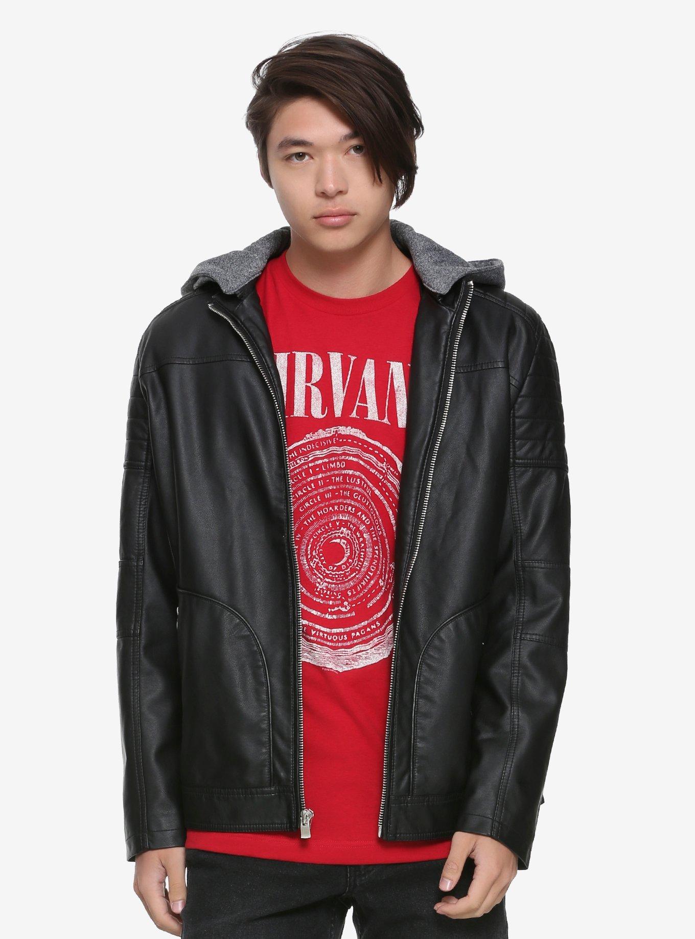 Black Hooded Faux Leather Jacket | Hot Topic