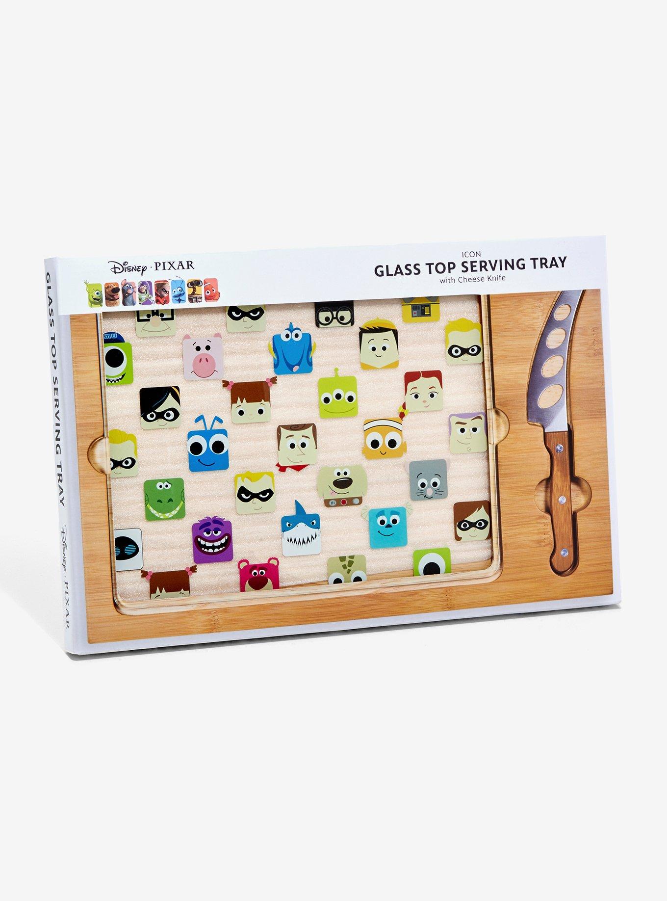 Disney Pixar Icons Glass Top Serving Tray With Cheese Knife | Hot Topic