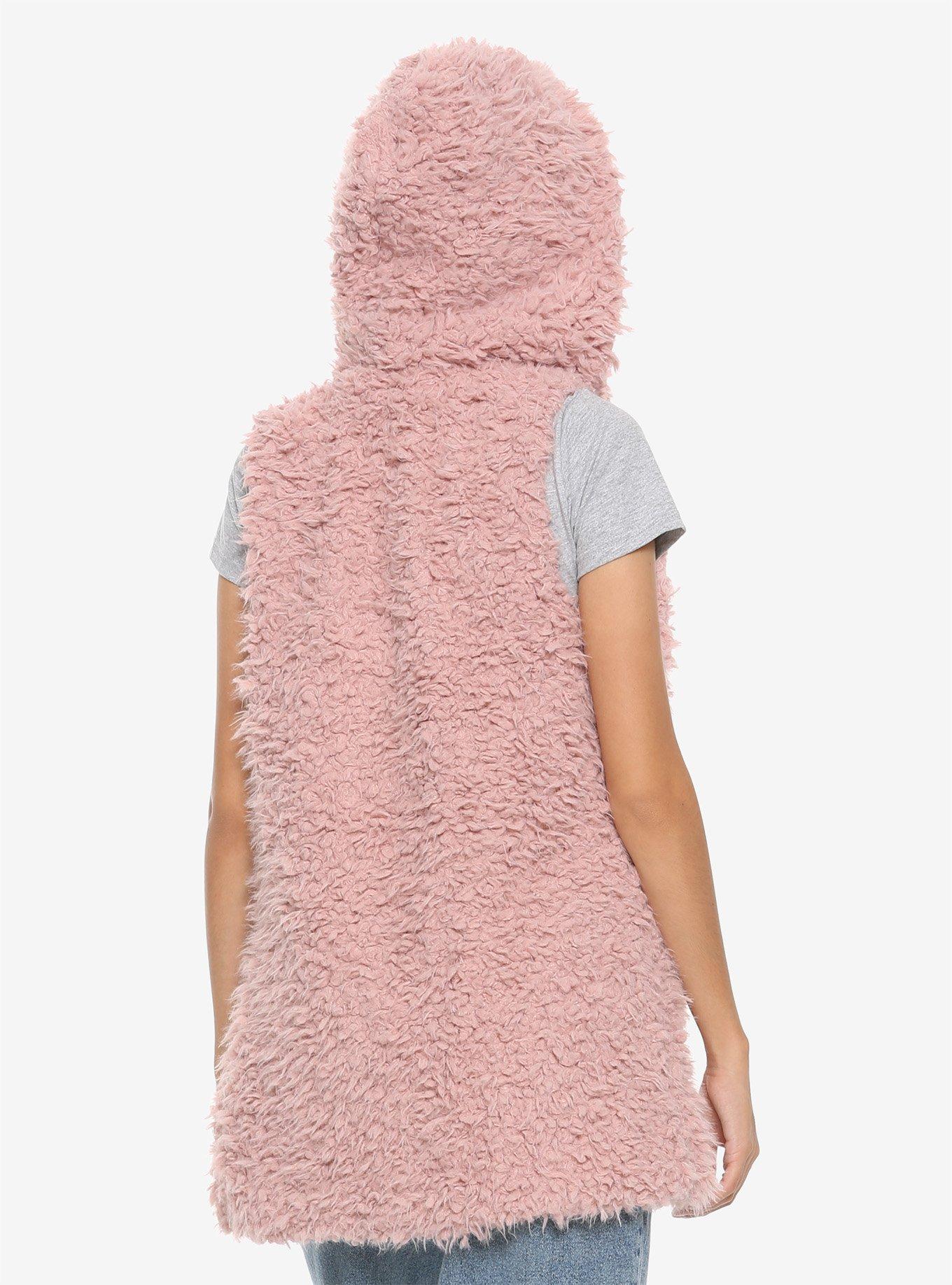 Pink Fuzzy Girls Hooded Vest | Hot Topic
