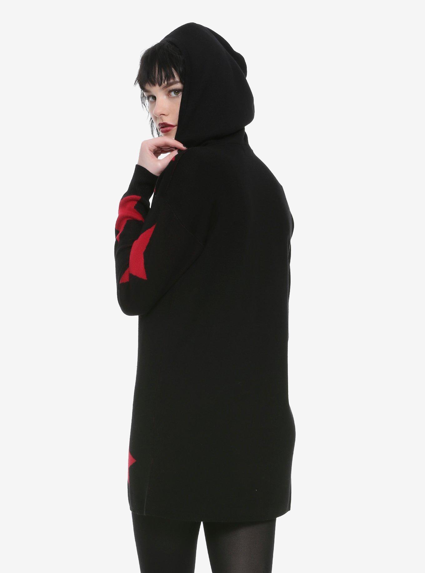 Black & Red Star Girls Hooded Tunic | Hot Topic