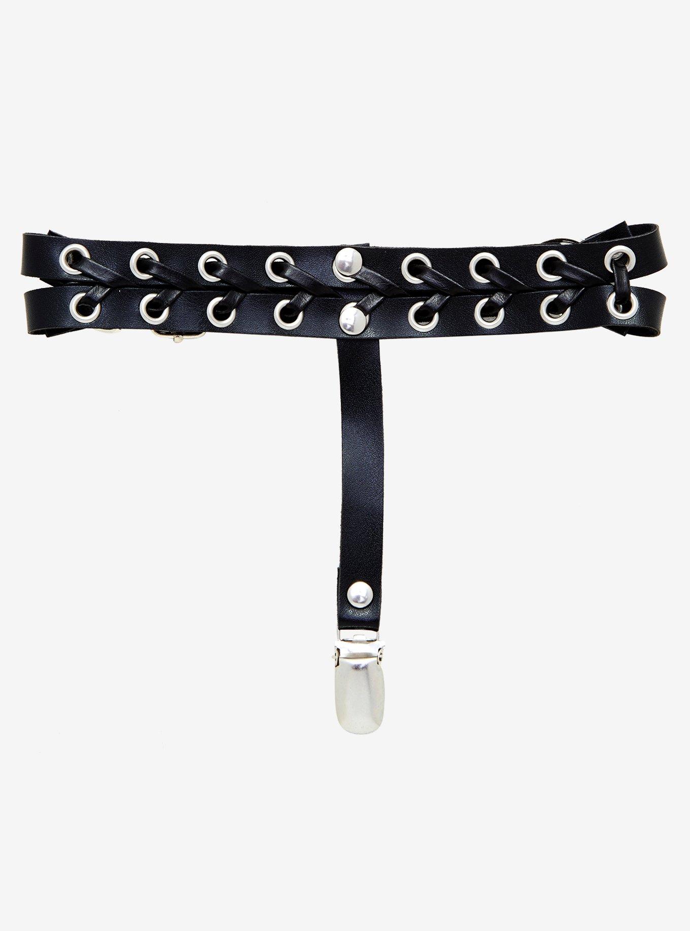 Black Laced Garter Leg Belt | Hot Topic