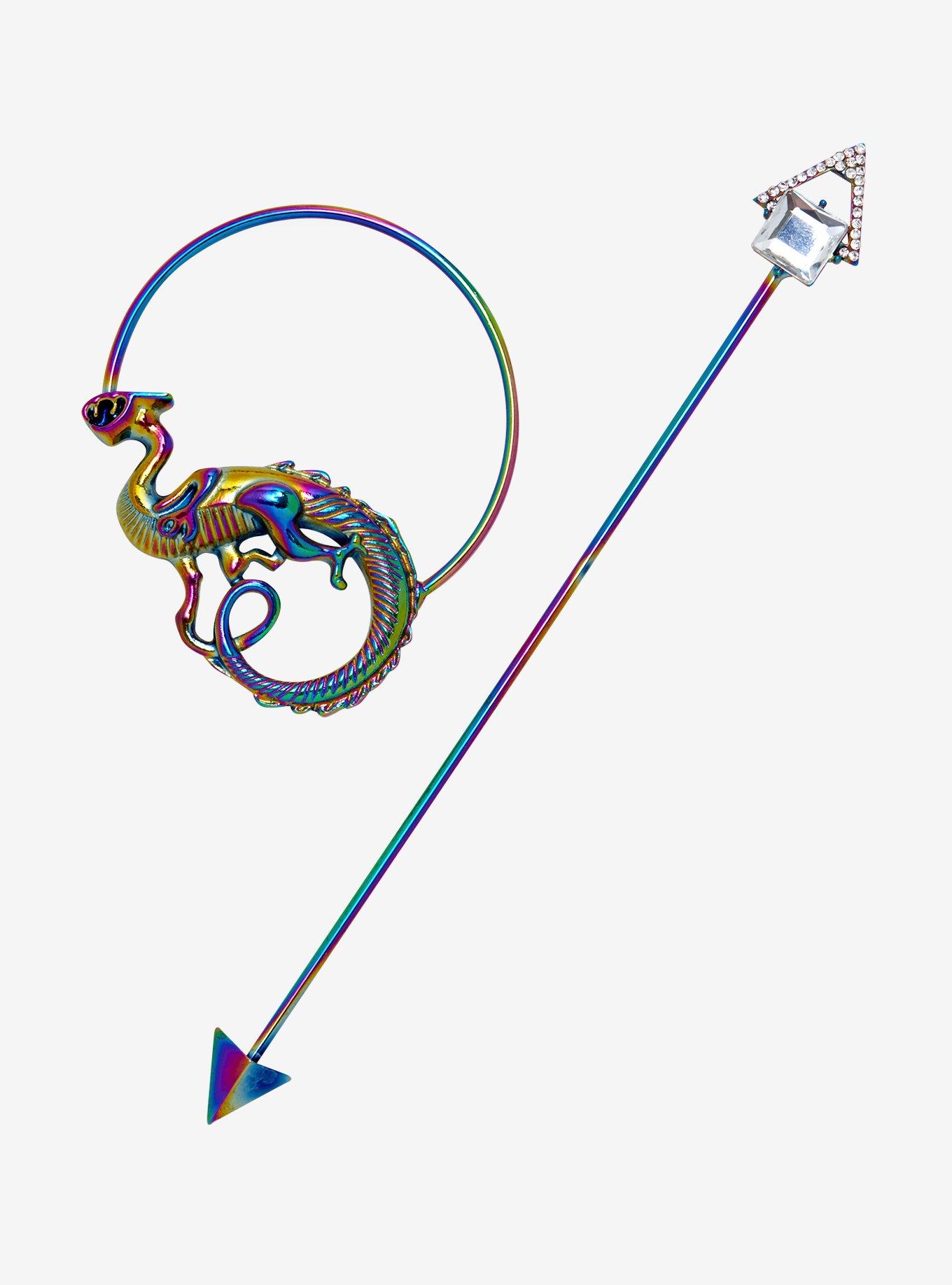 Blackheart Dragon Rainbow Anodized Hair Bun Pin | Hot Topic