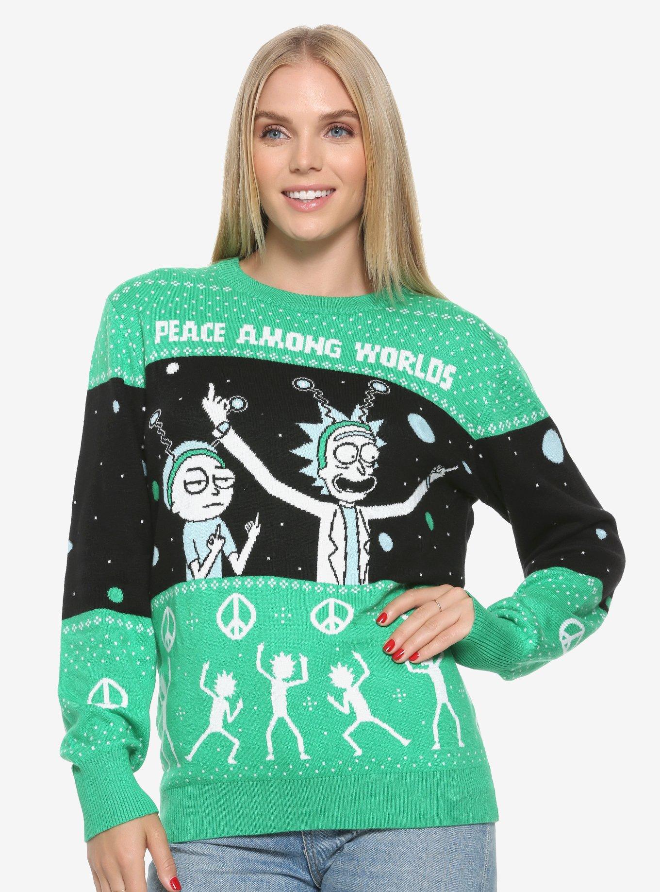 Rick And Morty World Peace Holiday Sweater - BoxLunch Exclusive | BoxLunch