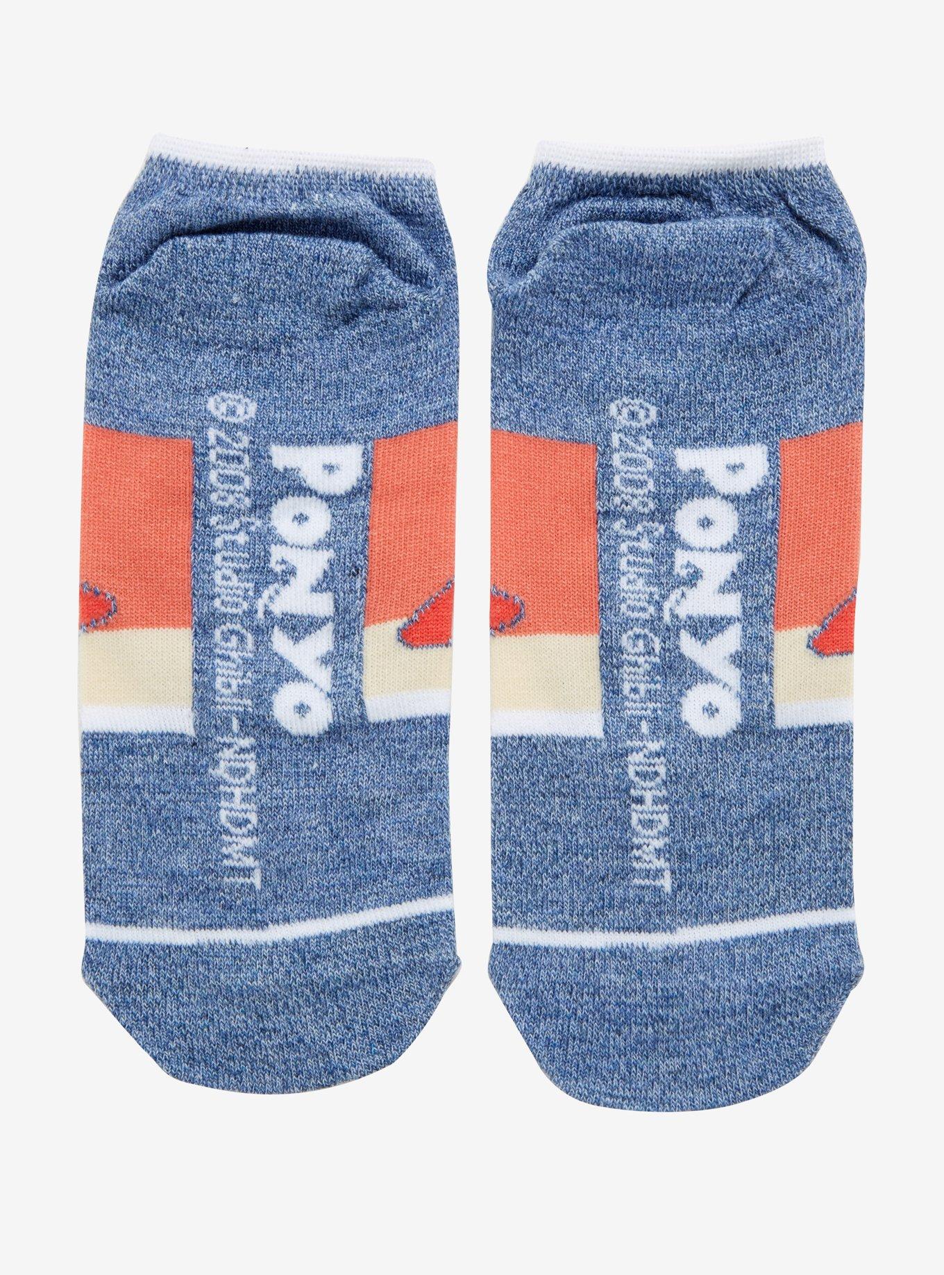 Studio Ghibli Ponyo Blue & White Strip No-Show Socks | Hot Topic