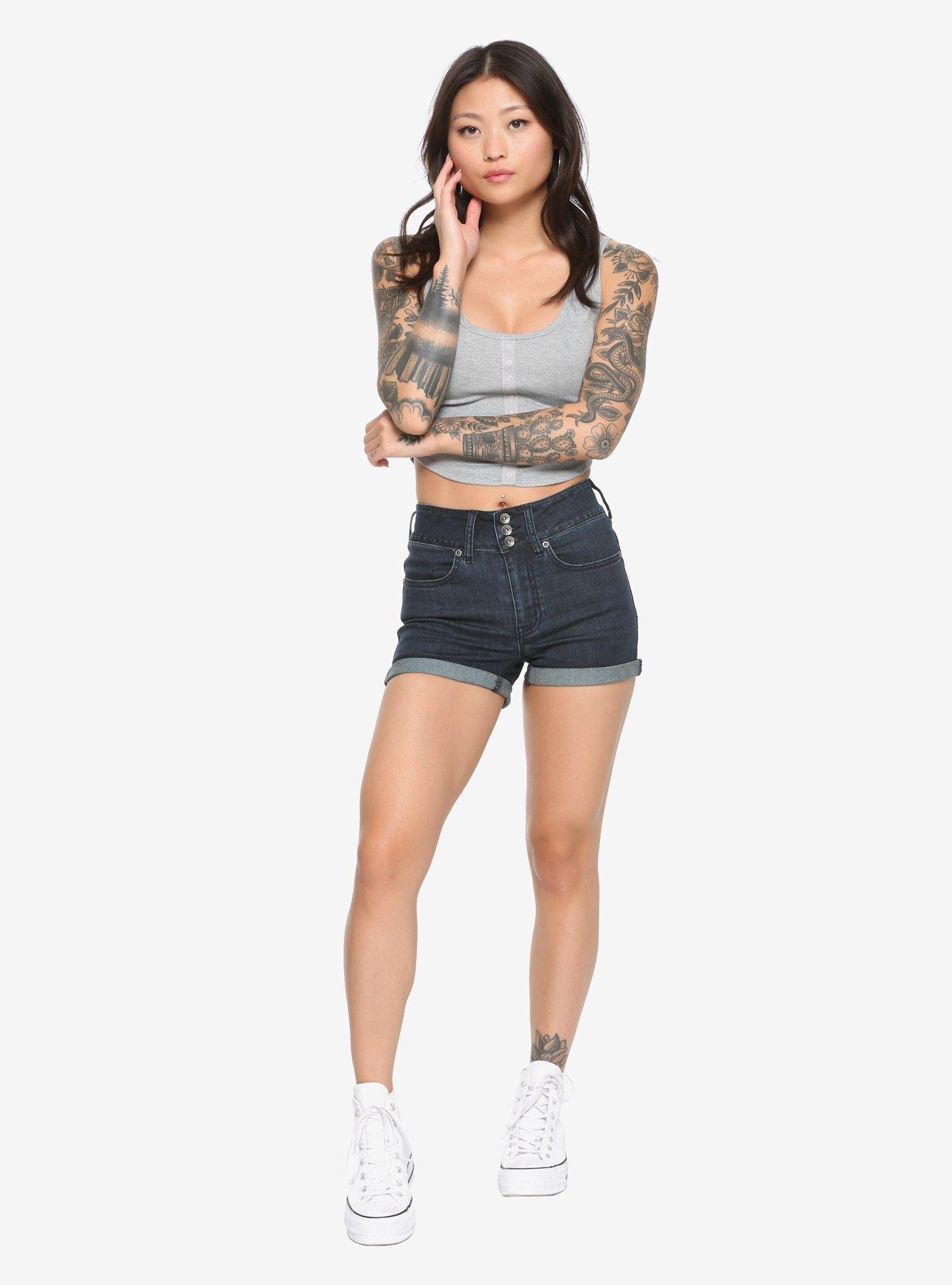 Indigo Hi-Rise Super Skinny Shorts | Hot Topic