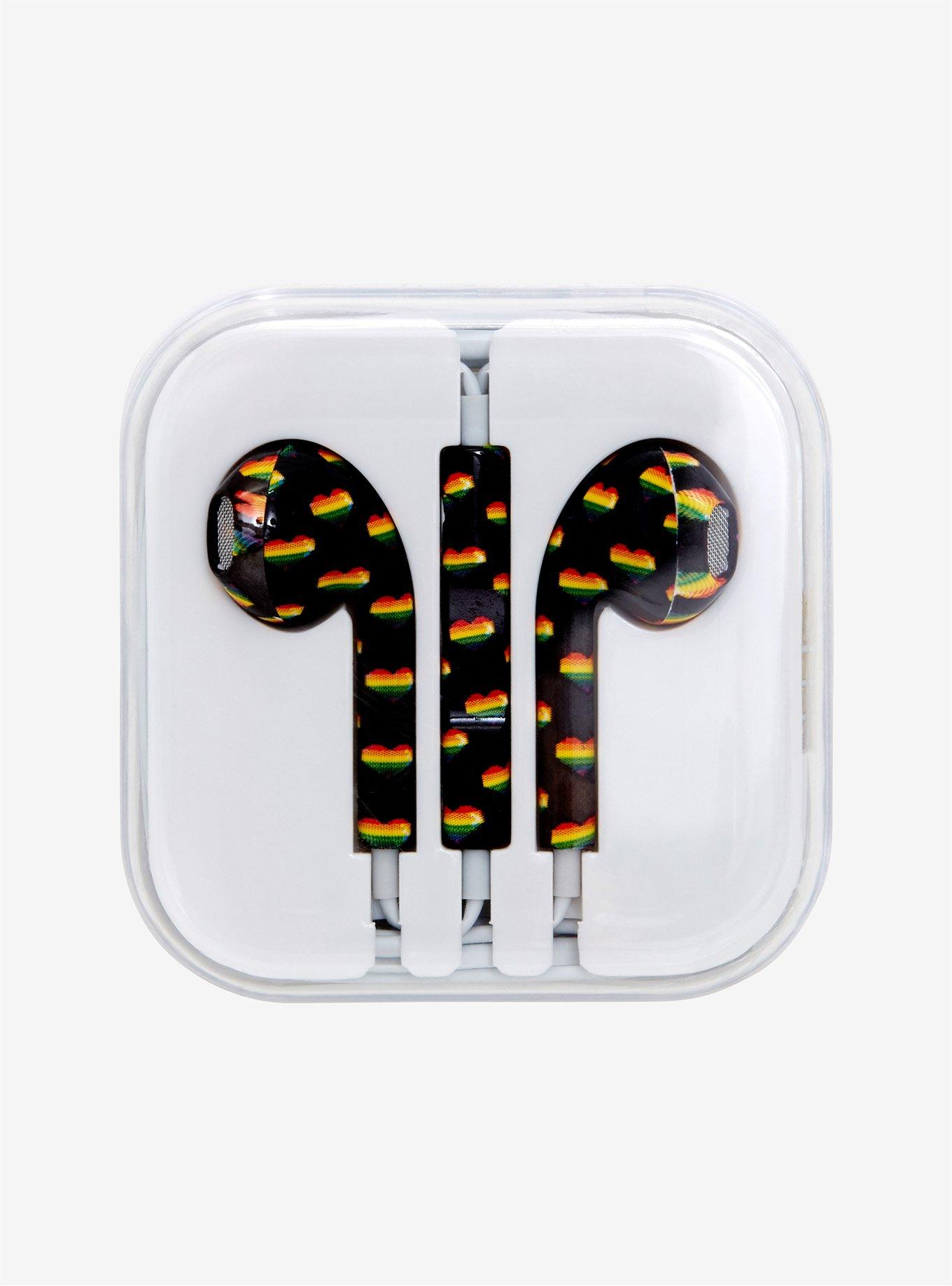 Rainbow Heart Earbuds | Hot Topic