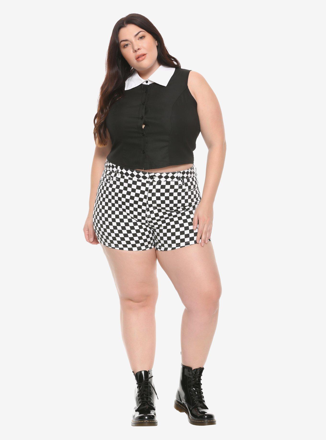 White Collared Sleeveless Girls Button-Up Top Plus Size | Hot Topic