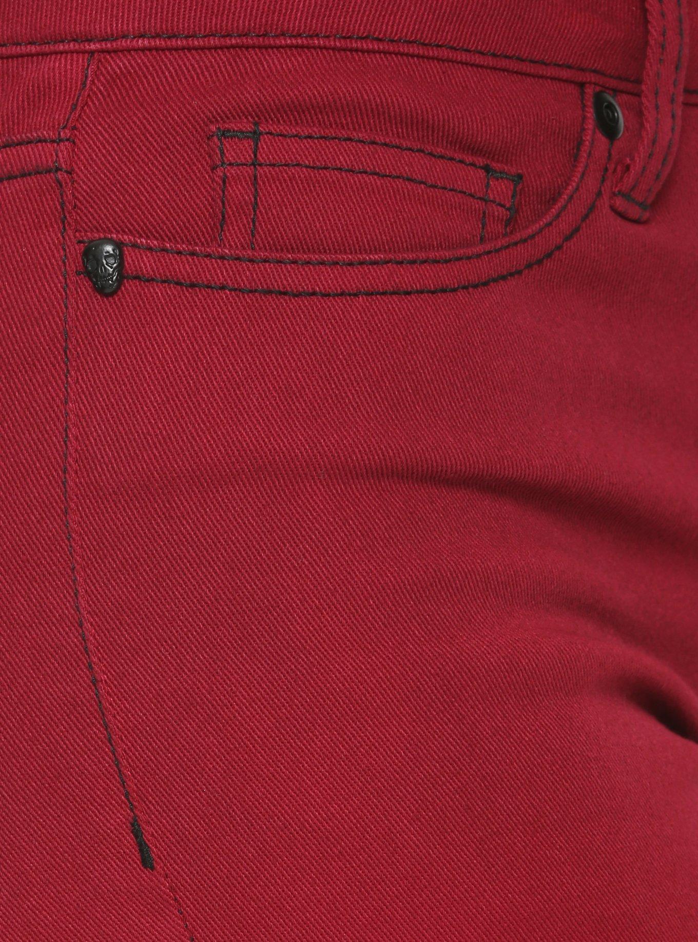 HT Denim Red Ombre Low-Rise Skinny Jeans | Hot Topic