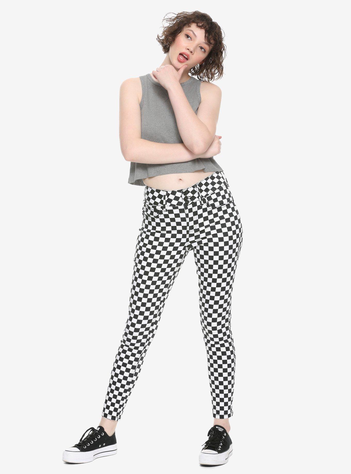 HT Denim Checkered Hi-Rise Super Skinny Jeans | Hot Topic