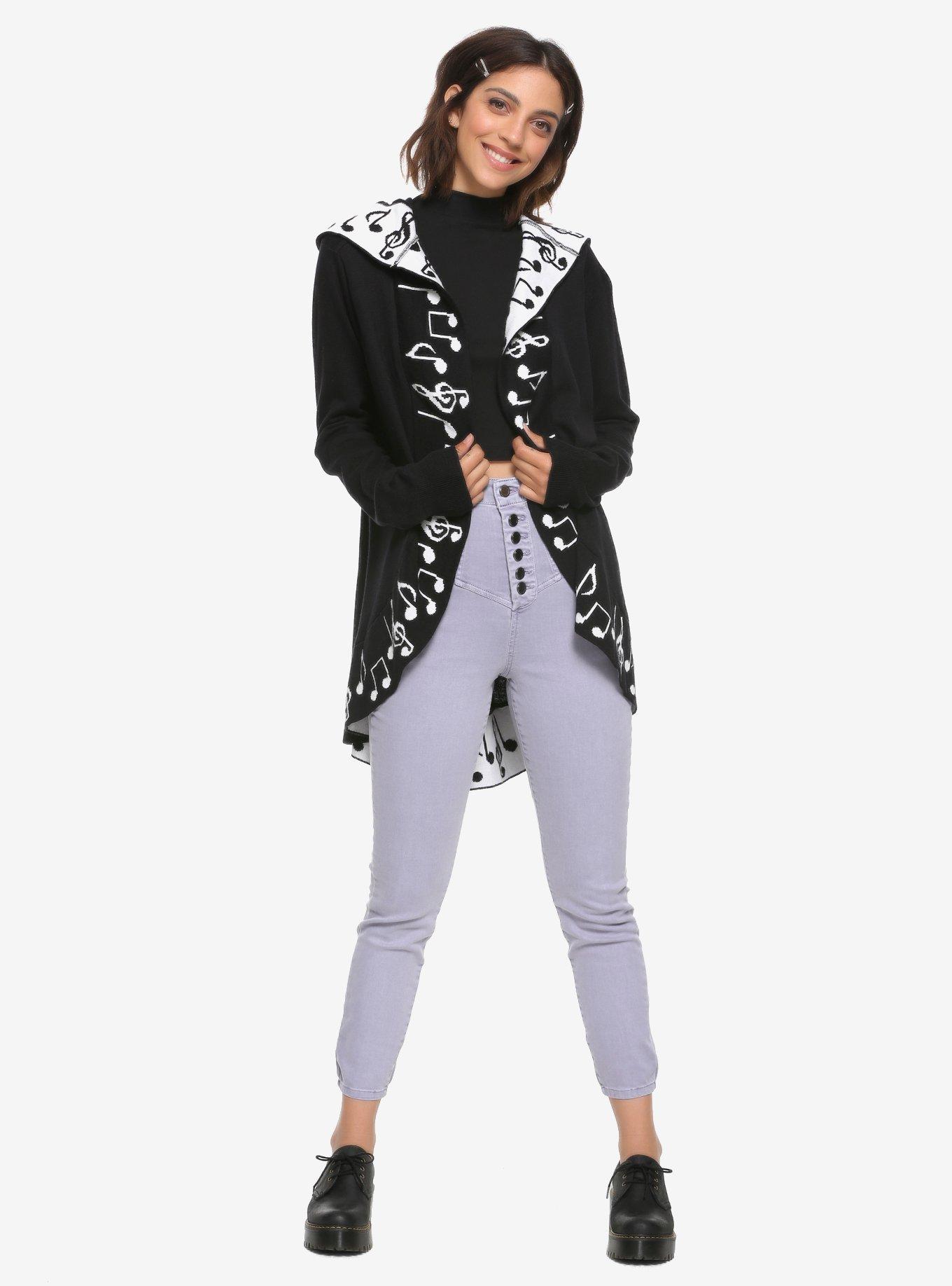 Music Note Hooded Girls Flyaway Cardigan | Hot Topic