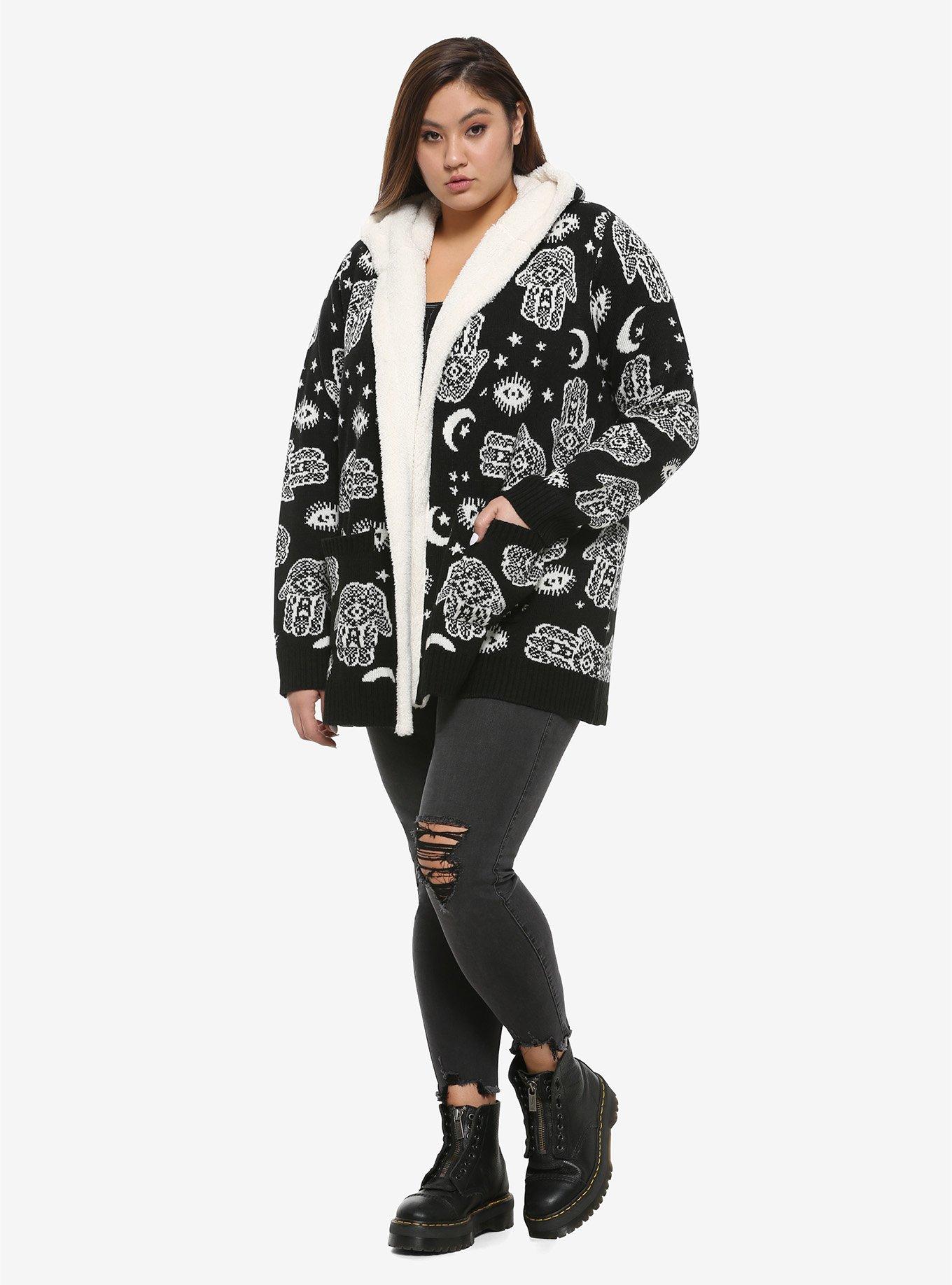 Hand & Eye Sherpa Girls Open Cardigan Plus Size | Hot Topic