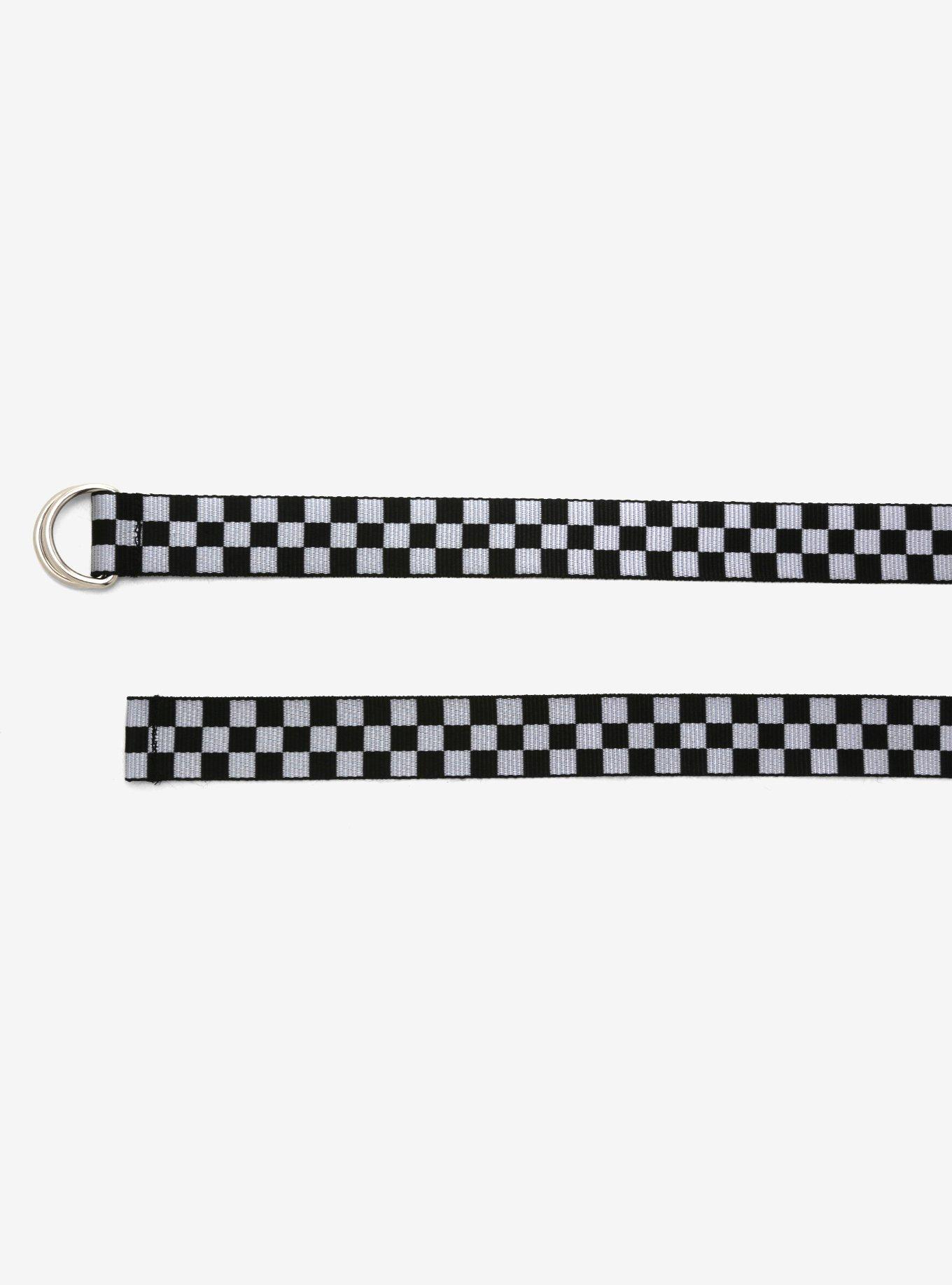 Black & White Checkered D-Ring Belt | Hot Topic