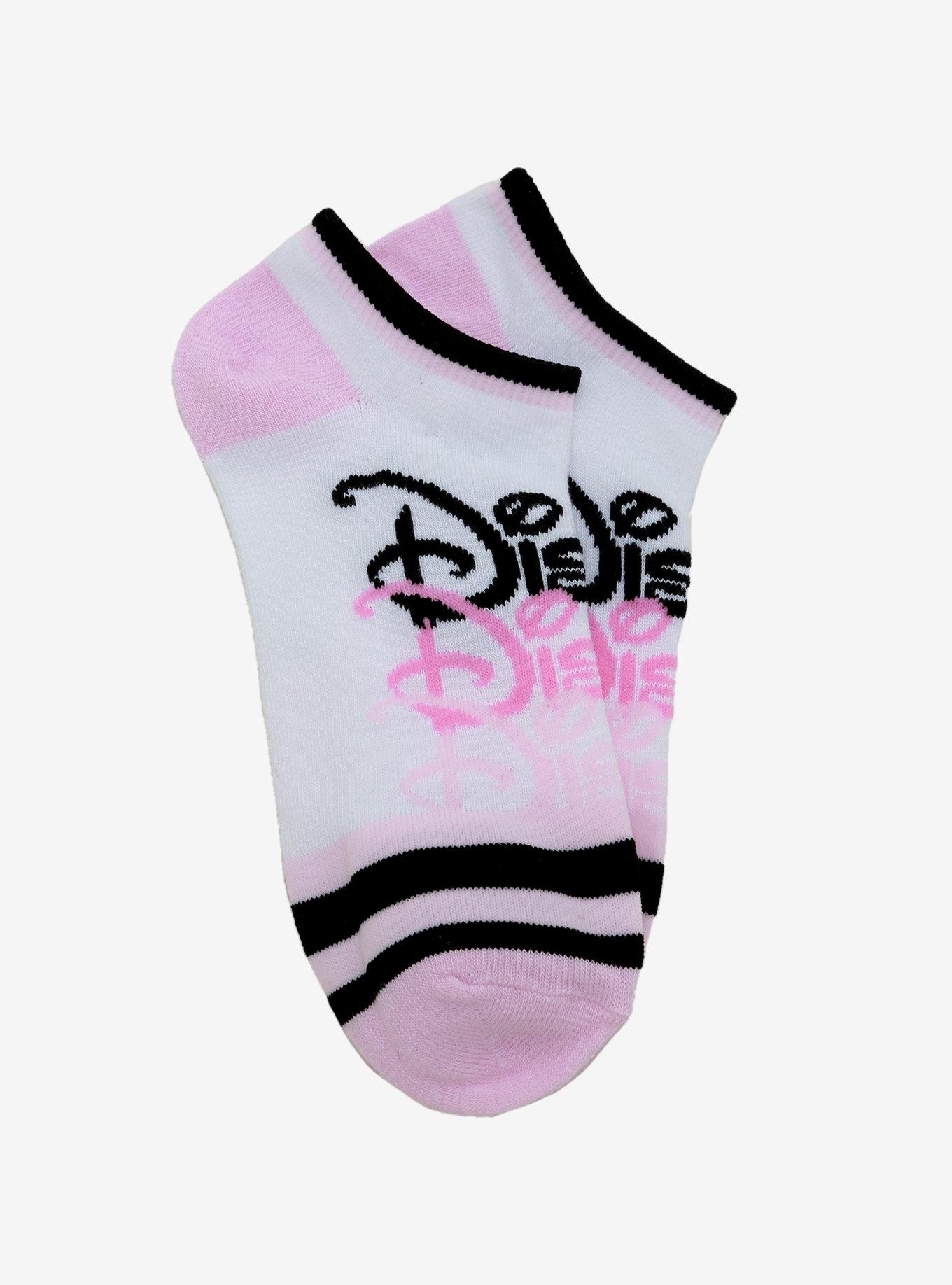 Disney Repeated Logo Varsity No-Show Socks | Hot Topic