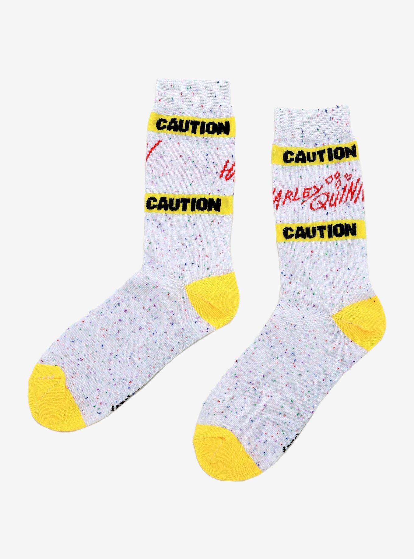 DC Comics Birds Of Prey Harley Quinn Caution Crew Socks | Hot Topic