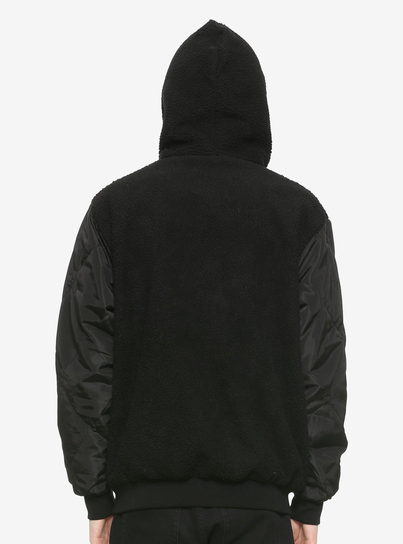 Black Sherpa Hooded Jacket | Hot Topic