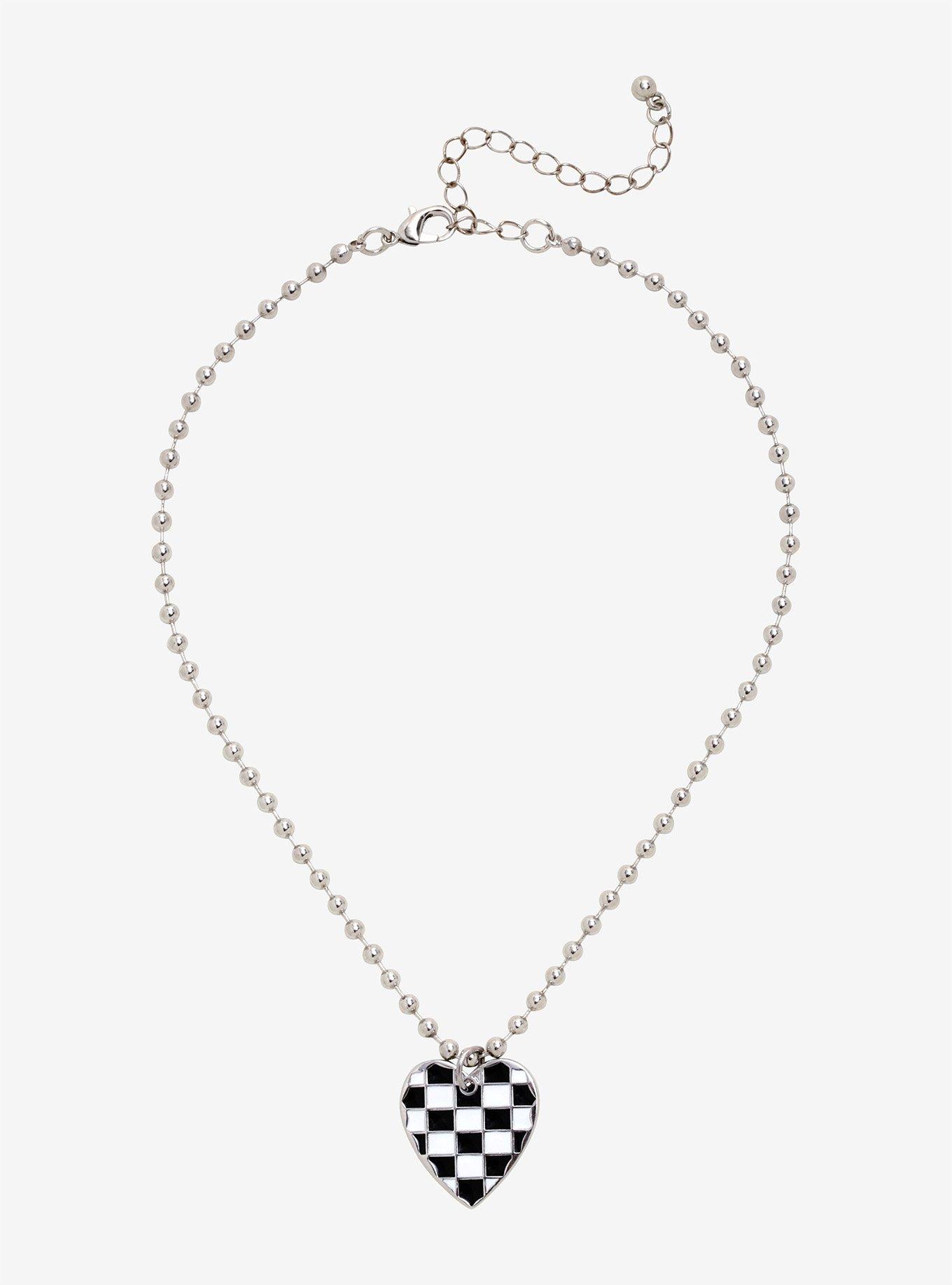 Checkered Heart Ball Chain Choker | Hot Topic