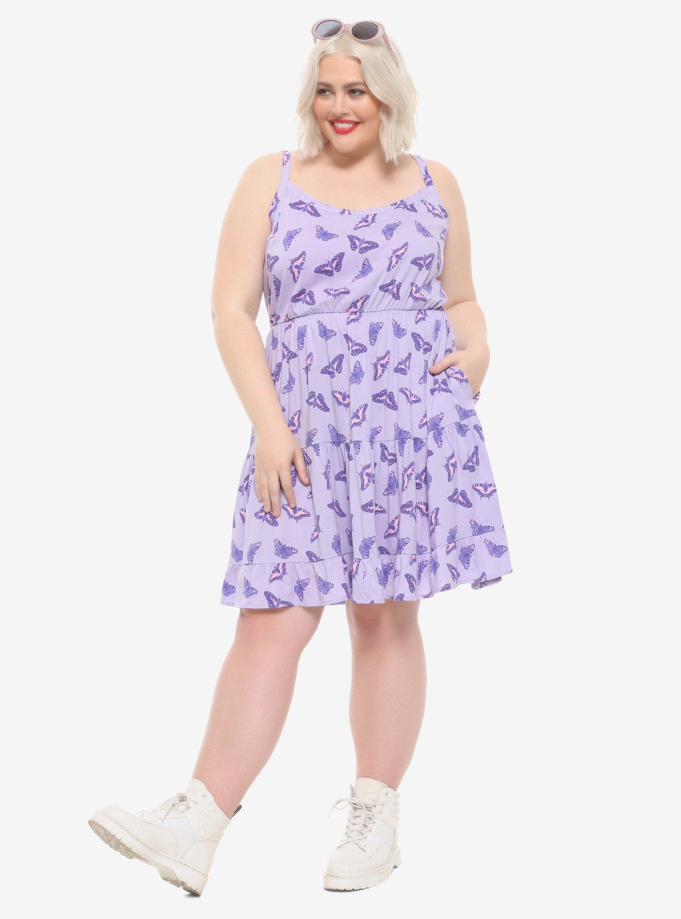 Lavender Butterfly Tiered Dress Plus Size | Hot Topic