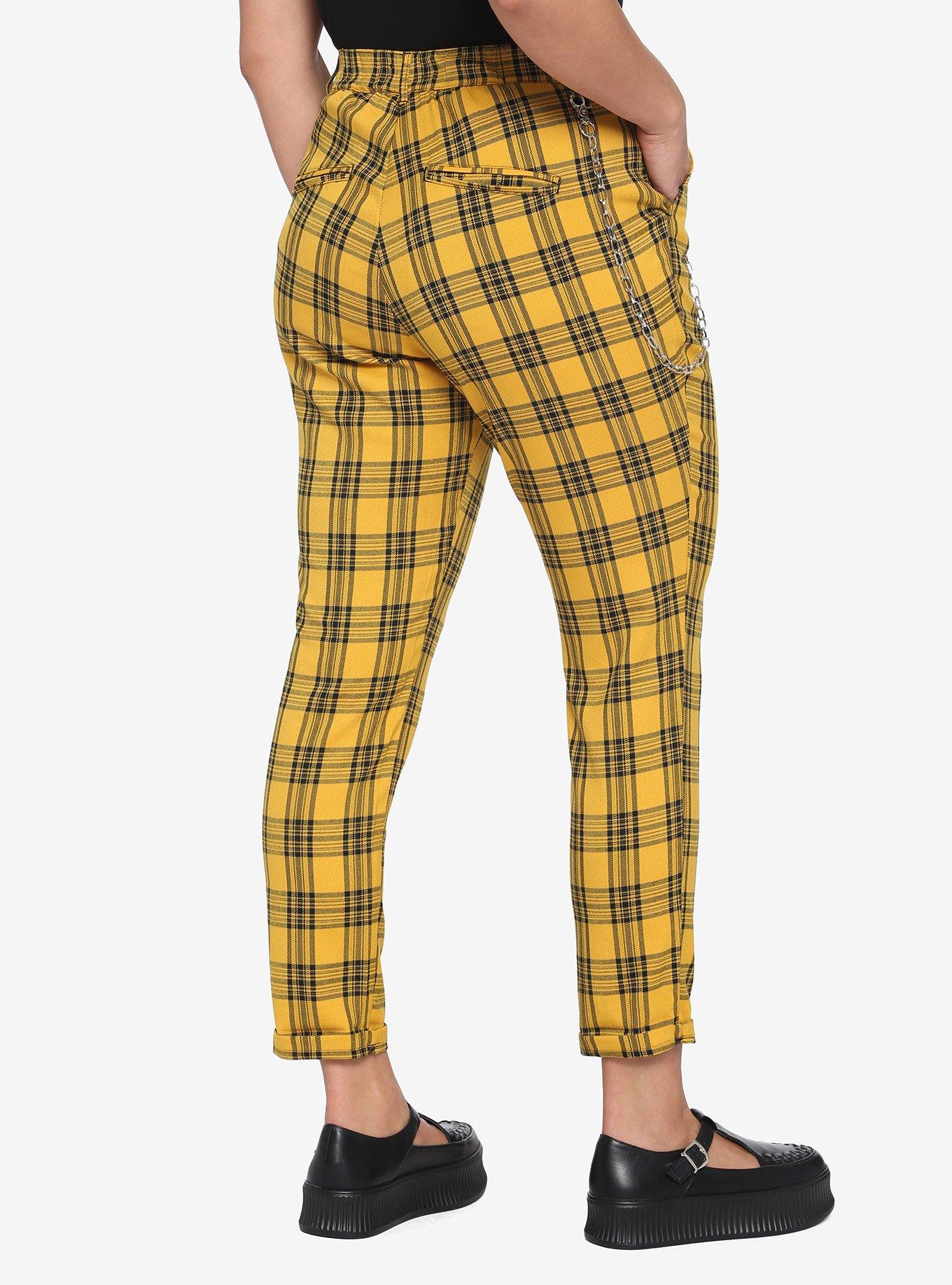Yellow Plaid Pants With Detachable Chain | Hot Topic