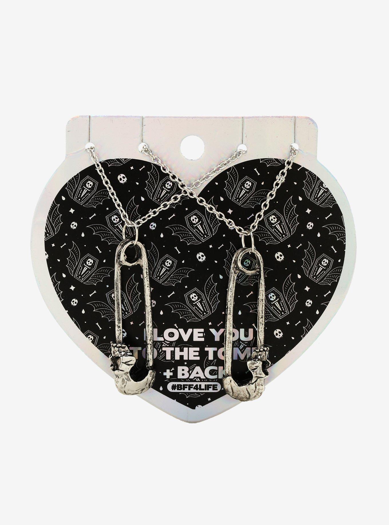 Skull Safety Pin Best Friend Necklace Set | Hot Topic