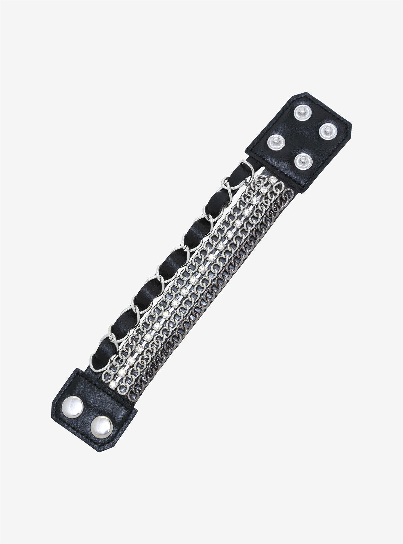 Mixed Chain Faux Leather Cuff Bracelet | Hot Topic