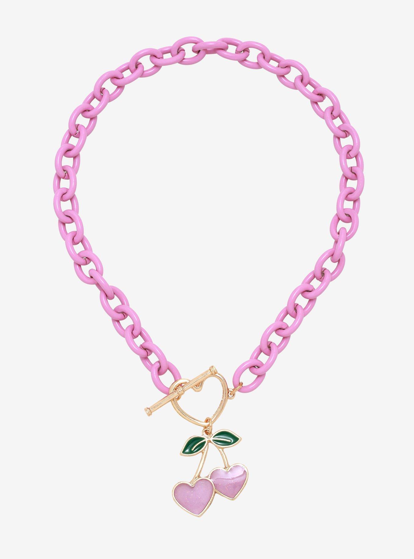 Heart Cherry Pink Chain Choker | Hot Topic
