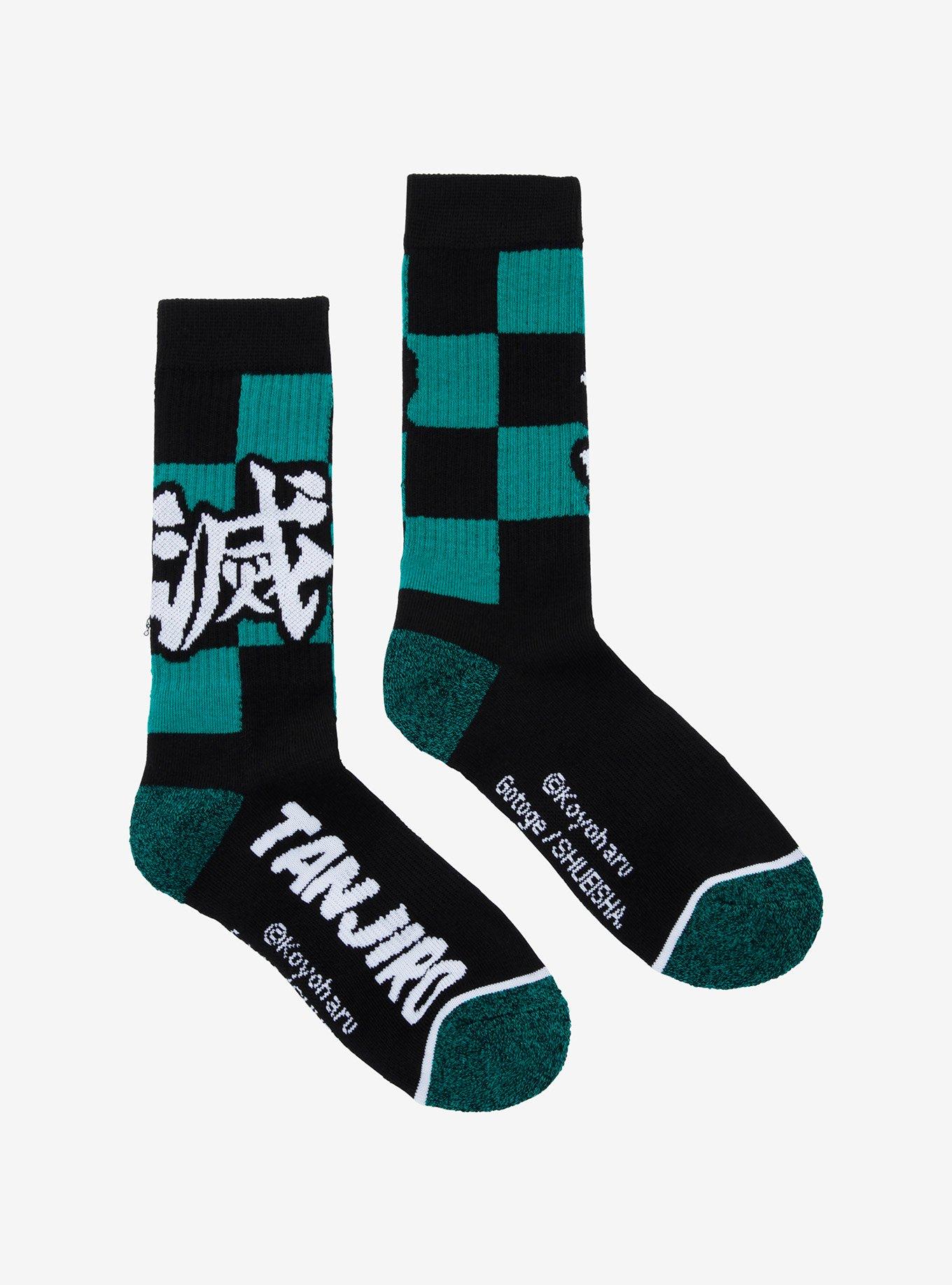 Demon Slayer: Kimetsu No Yaiba Tanjiro Checkered Crew Socks | Hot Topic