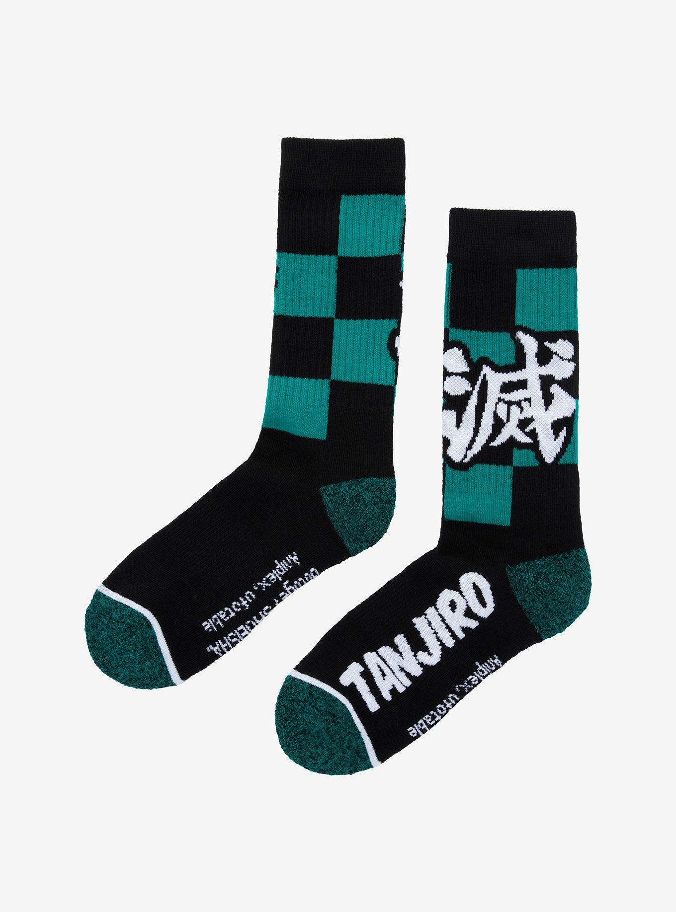 Demon Slayer: Kimetsu No Yaiba Tanjiro Checkered Crew Socks | Hot Topic