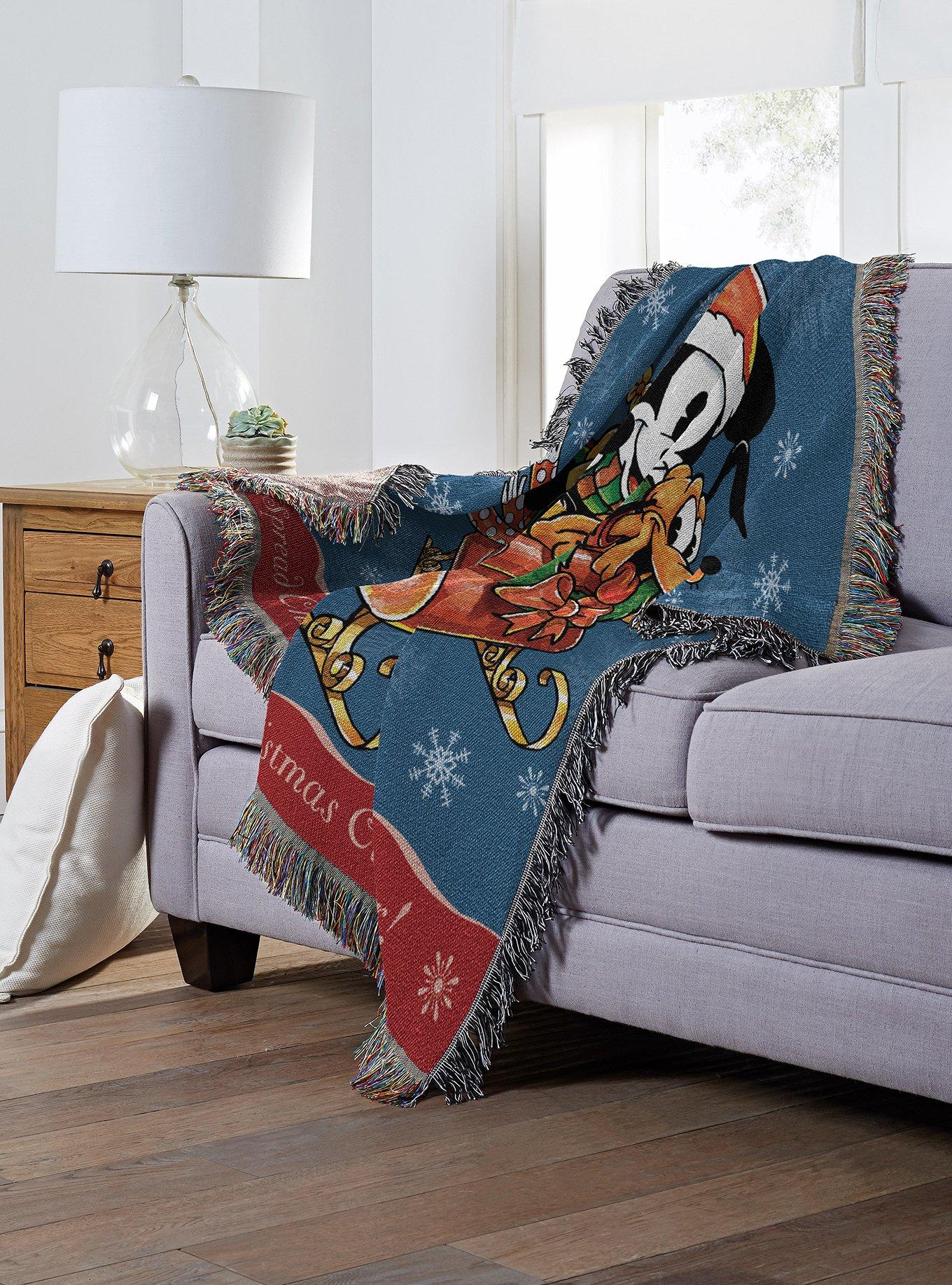 Disney Mickey Mouse Minnie Mouse Sleigh Ride Tapestry Throw Blanket ...