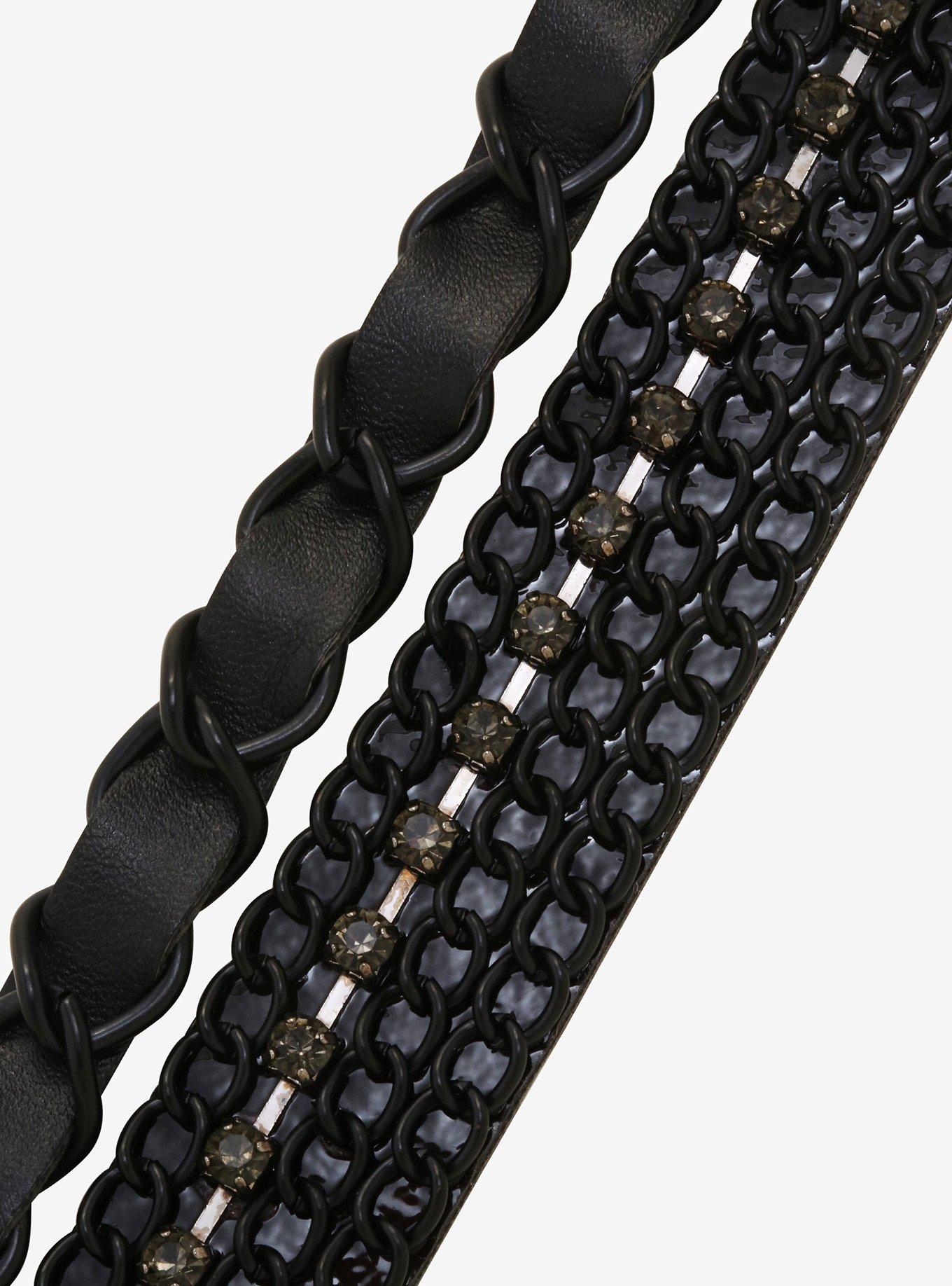 Mixed Chain Faux Leather Cuff Bracelet | Hot Topic