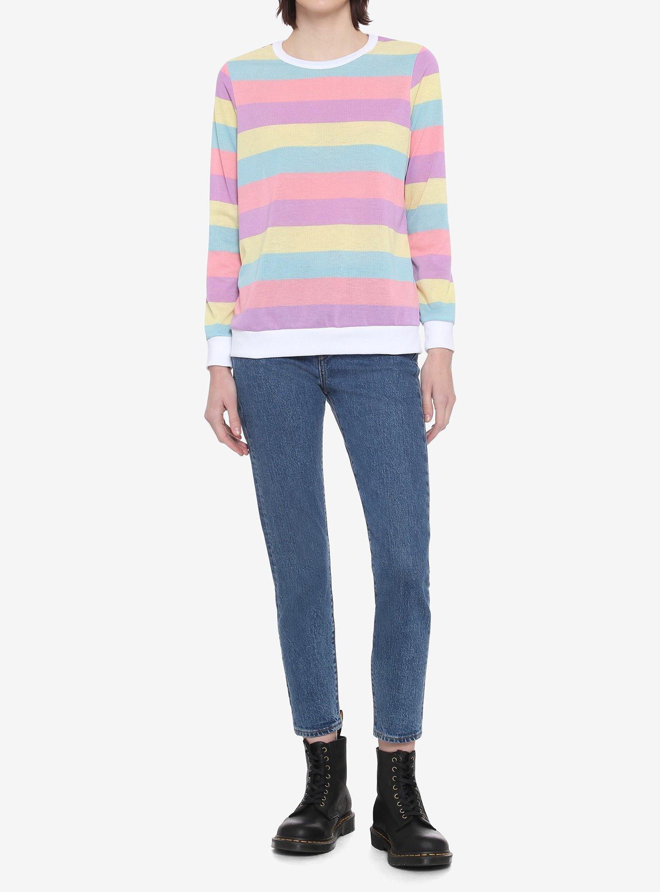 Pastel Rainbow Stripe Girls Sweater | Hot Topic