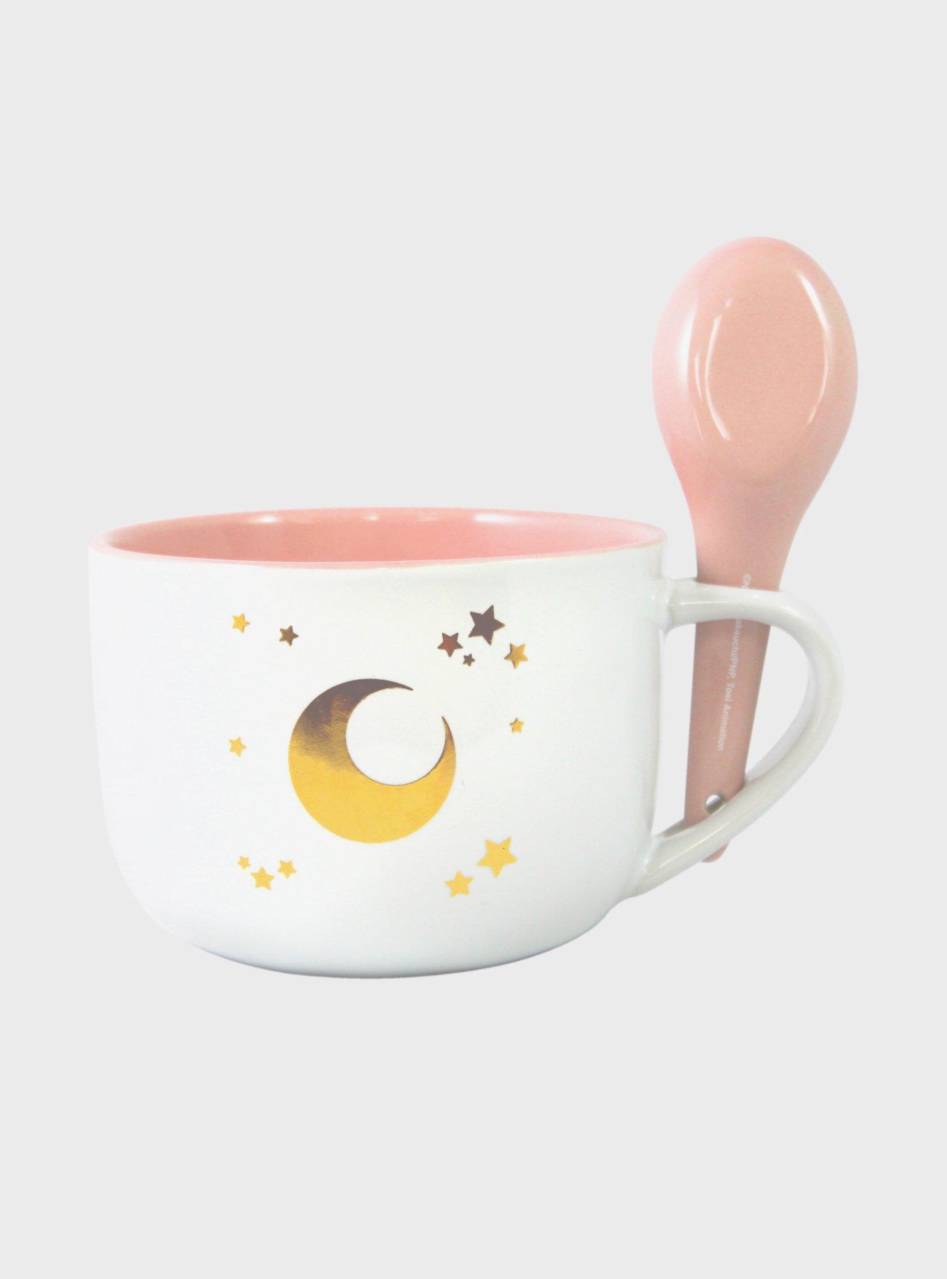 Sailor Moon Pink & White Soup Mug & Spoon | Hot Topic