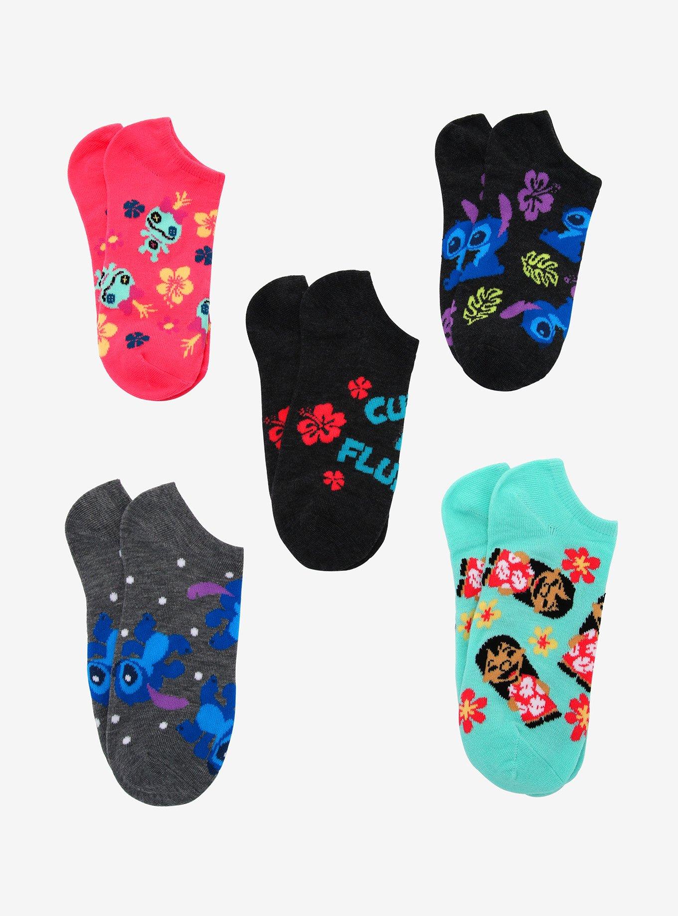 Disney Lilo & Stitch Floral Character No-Show Socks 5 Pair | HerUniverse