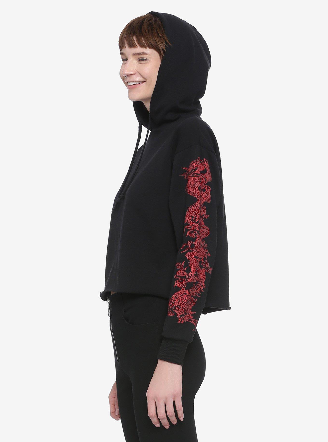 Dragon Sleeve Girls Crop Hoodie | Hot Topic