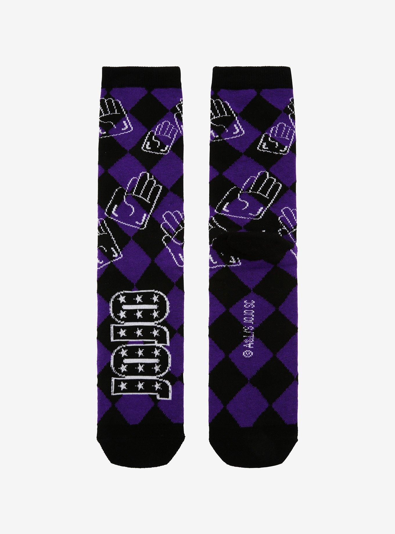JoJo's Bizarre Adventure Jotaro Hand Checkered Crew Socks | Hot Topic