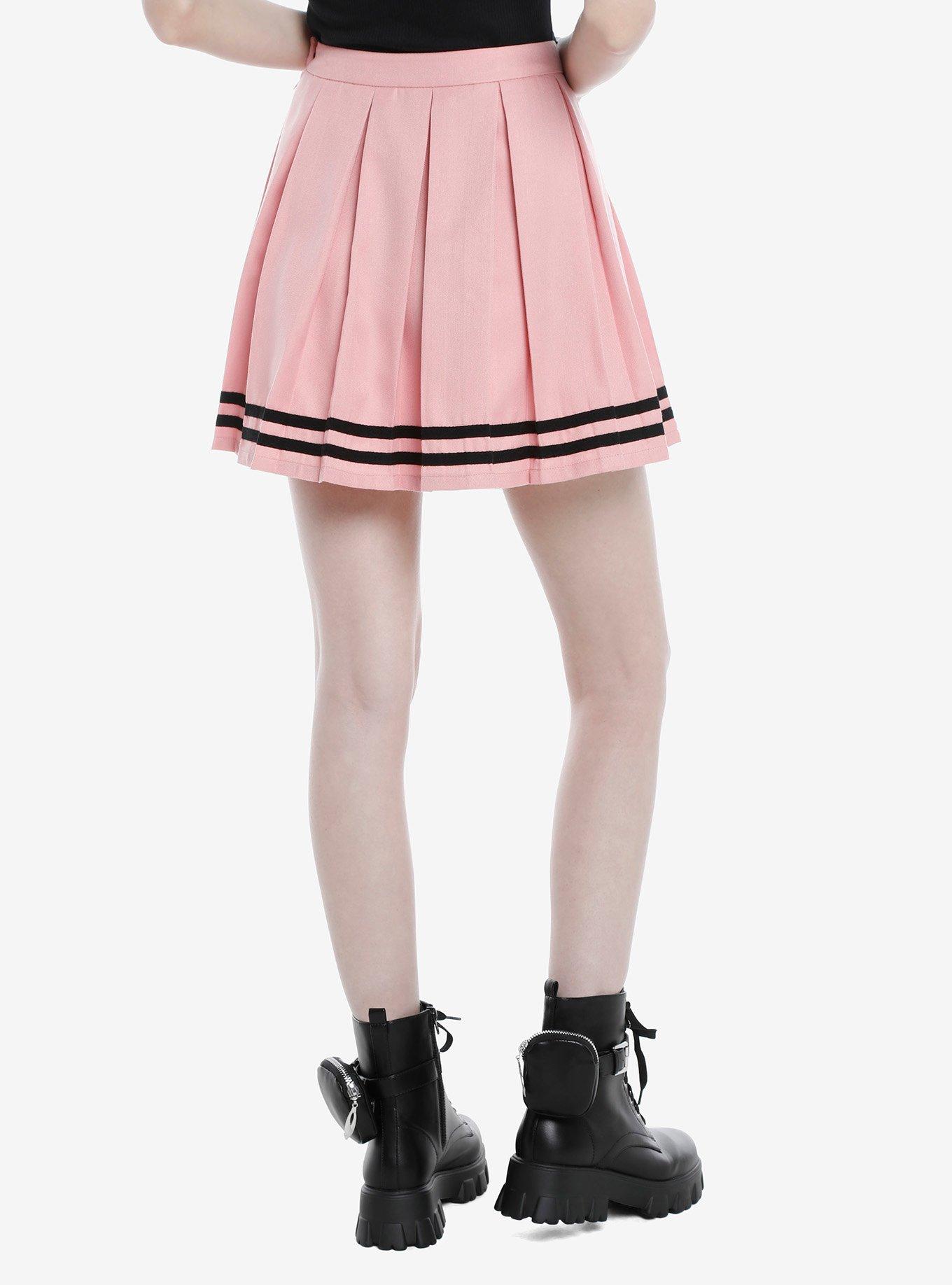 Pink & Black Pleated Cheer Skirt | Hot Topic
